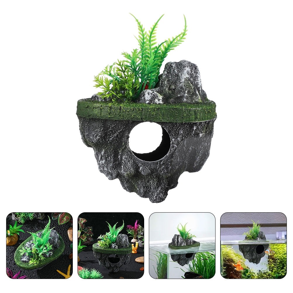 OUNONA Fish Tank Rock Decorations Floating View Stone Aquarium Ornament ...