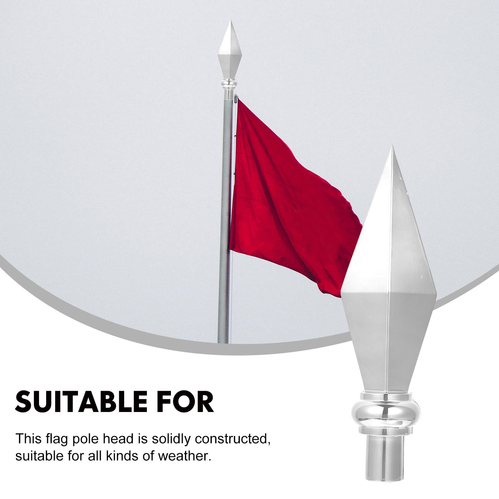 OUNONA Flag Pole Stand Head Aluminum Flagpole Toppers Flags Silver - Walmart.com