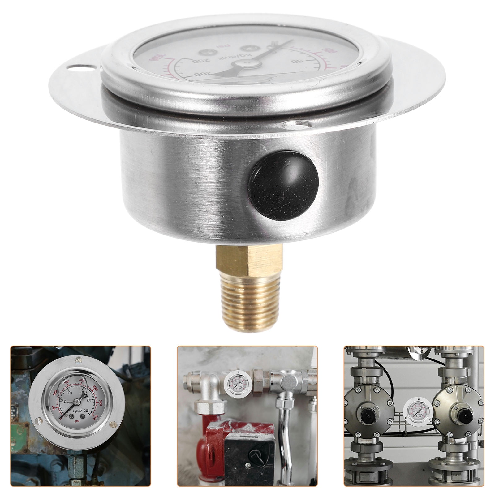 OUNONA Flanged Pressure Gauge Panel Mount Pressure Gauge Measuring Tool ...