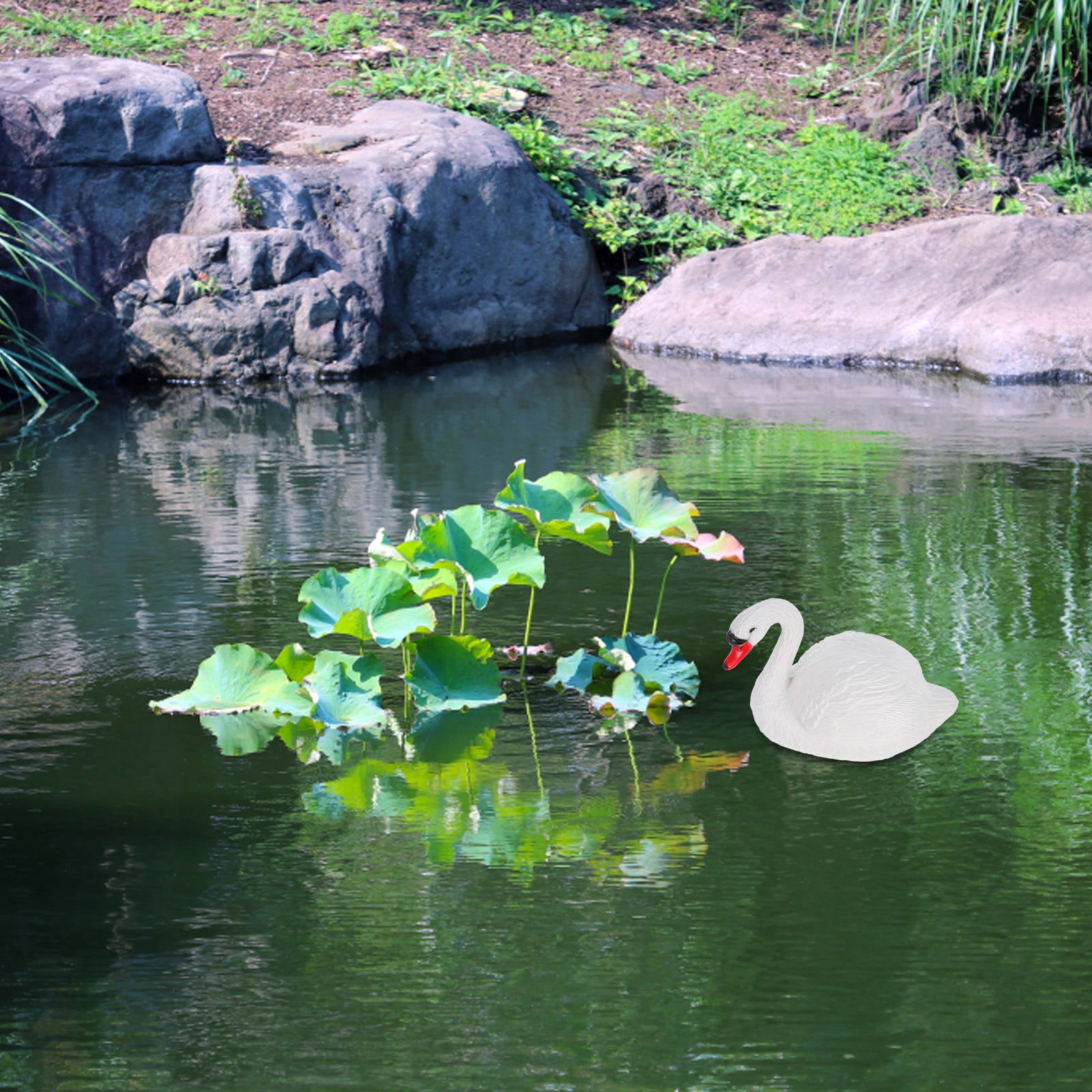 OUNONA Floating Swan Figurine For Outdoor Garden And Yard Realistic ...