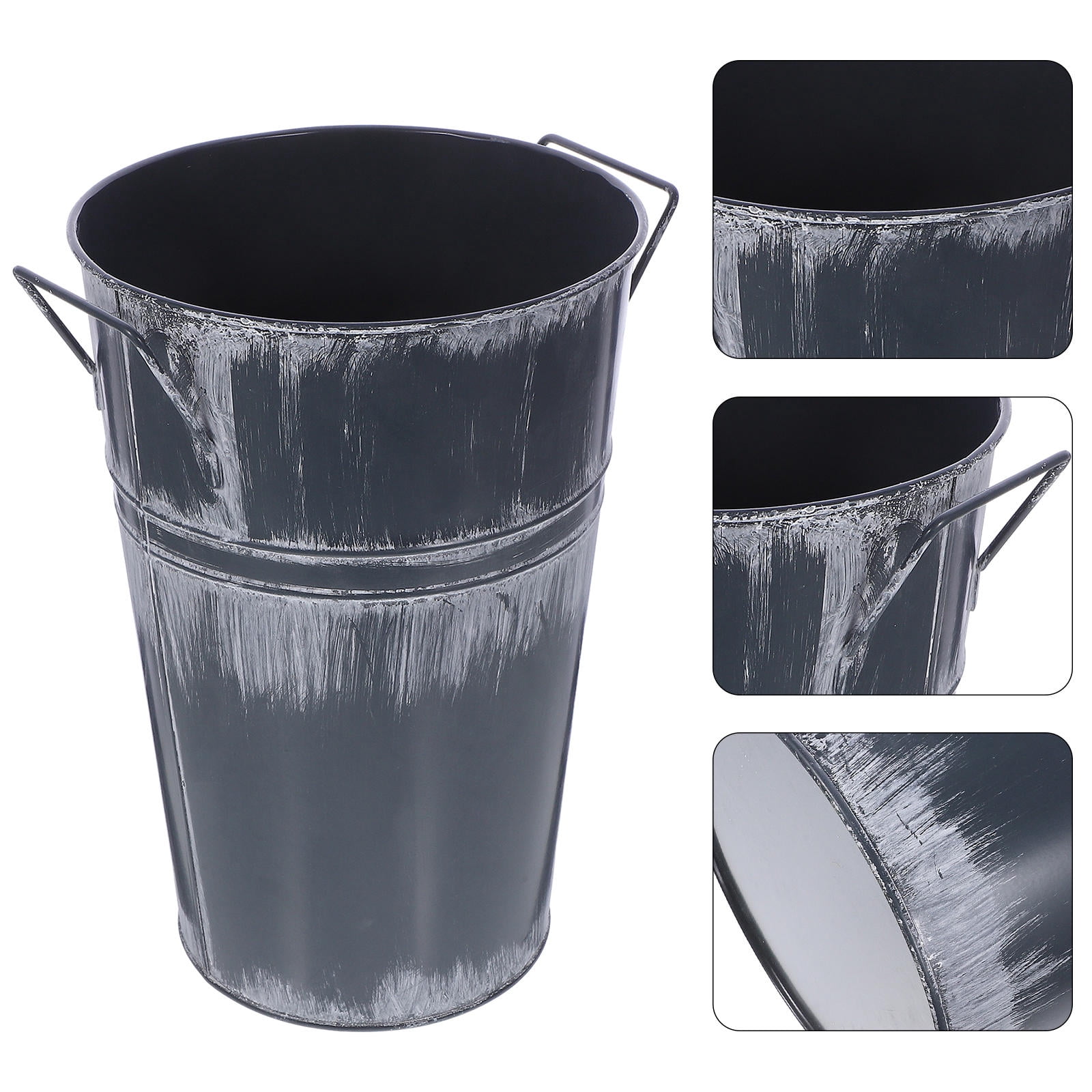 OUNONA Flower Bucket Rustic Decorative Flower Bucket Double Handles ...