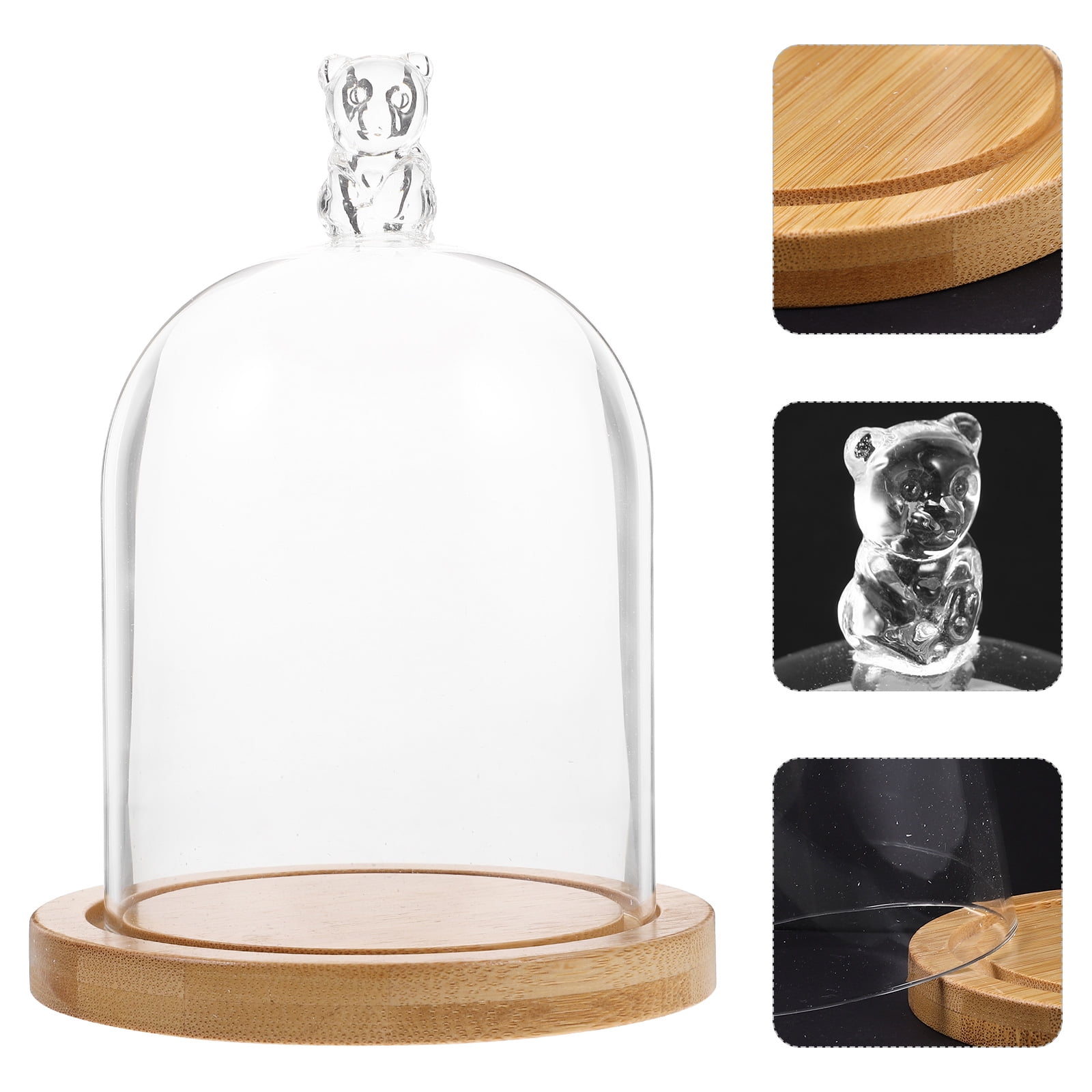 OUNONA Flower Dome Cover Transparent Glass Preserved Decorations Base ...