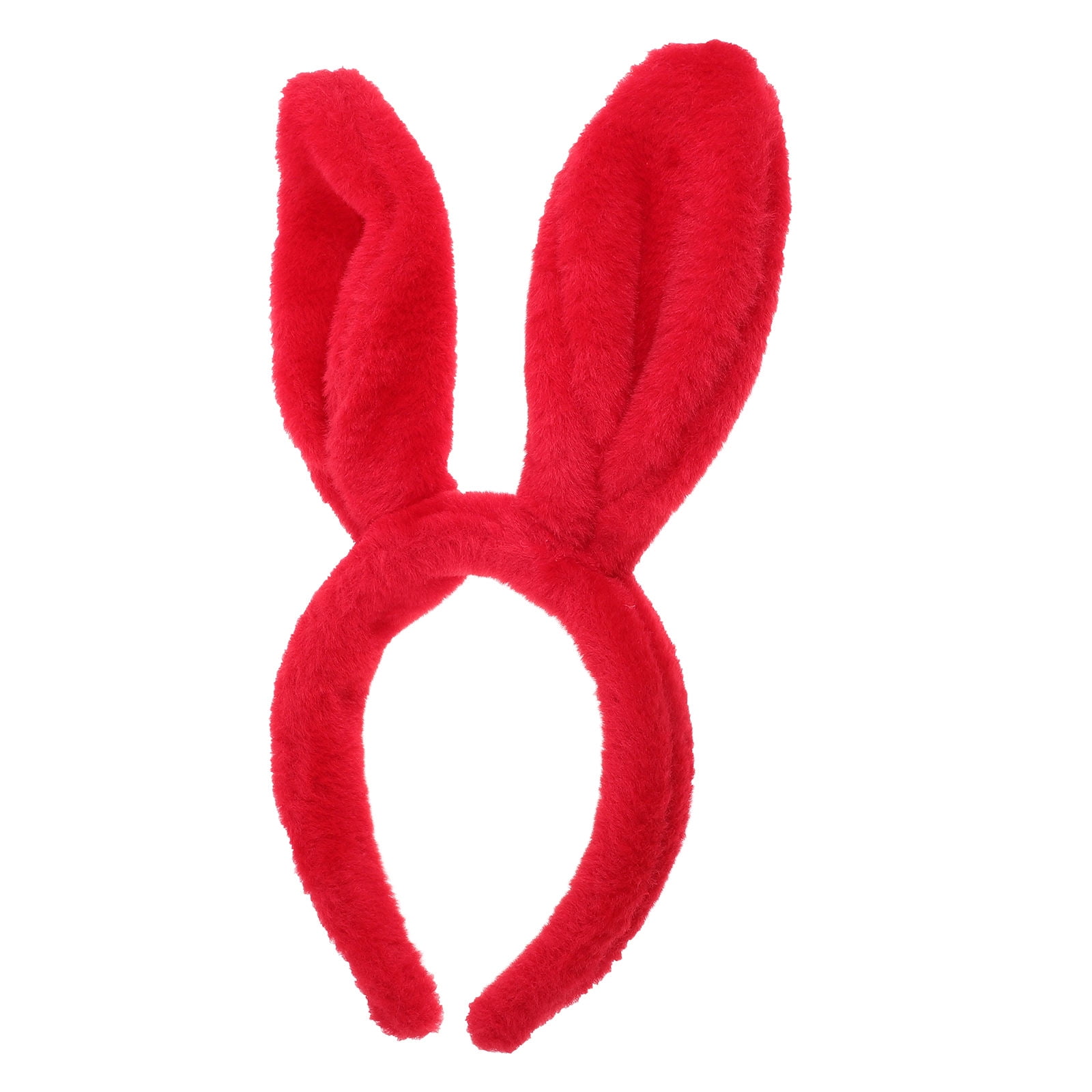 OUNONA Fluffy Red Bunny Ears Headband Plush Rabbit Ear Hair Hoop Cute ...