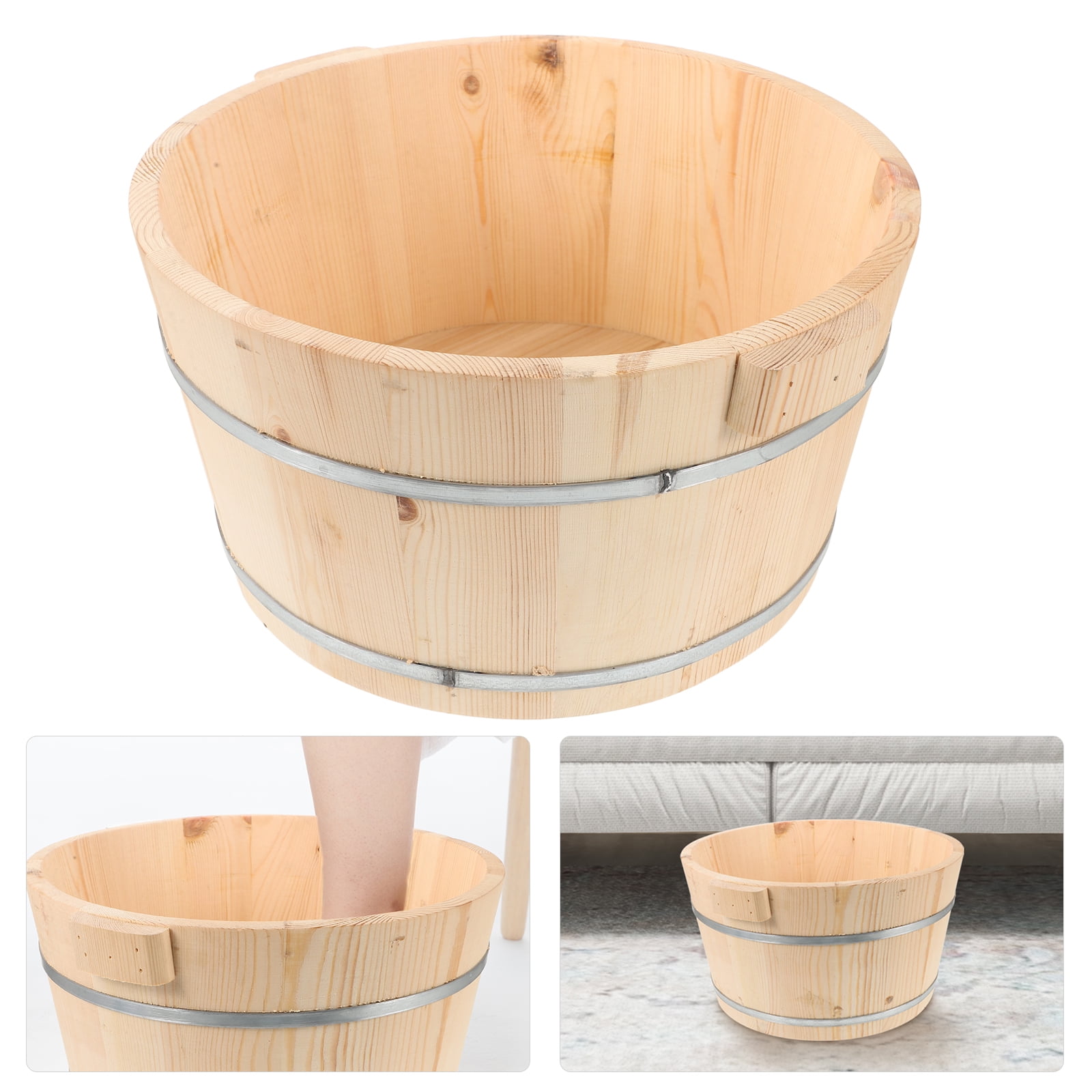 OUNONA Foot Bath Bucket Wood Basin Foot Washing Bucket Household Foot ...