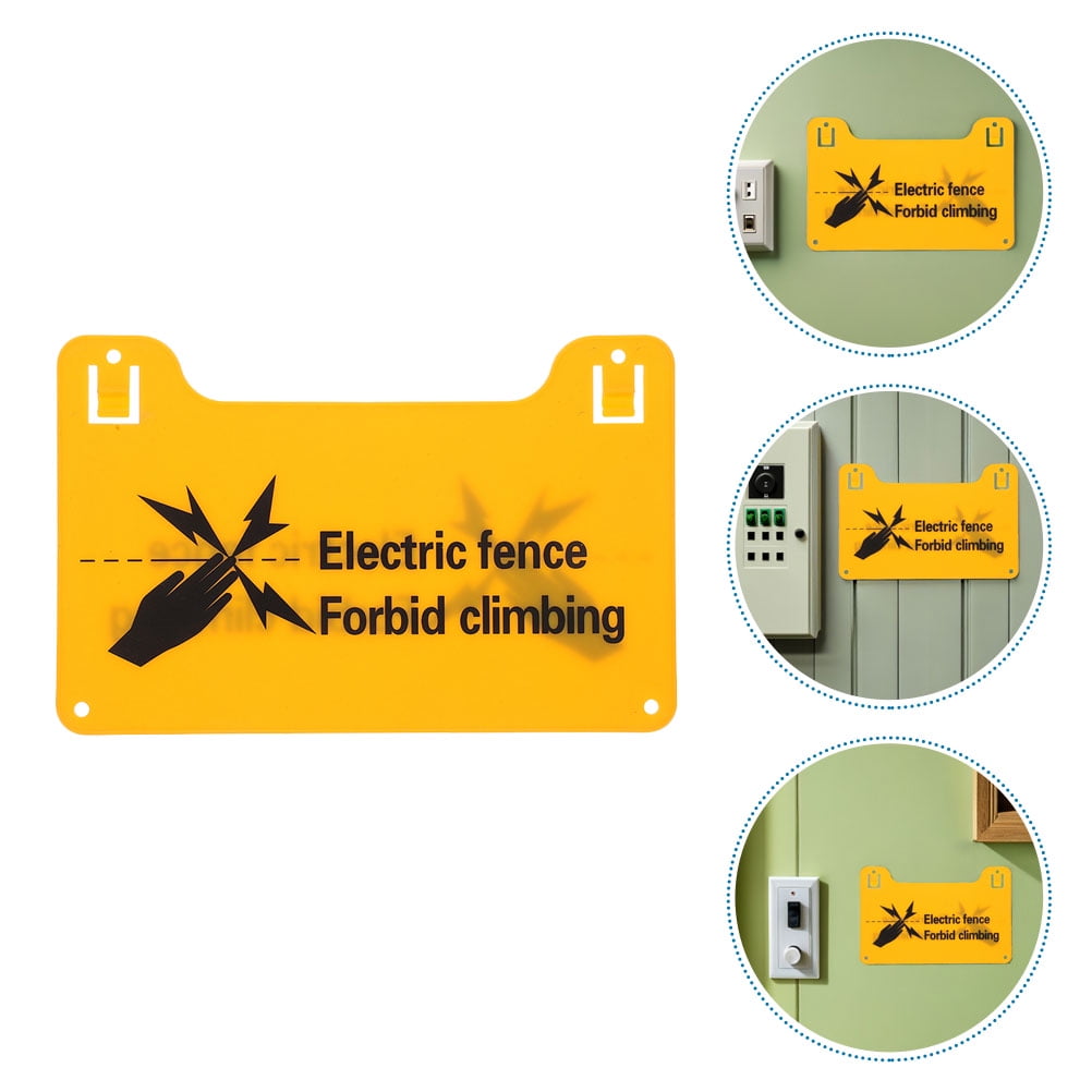 OUNONA Forbid Climbing Electric Fence Sign Yellow PVC Outdoor Warning ...