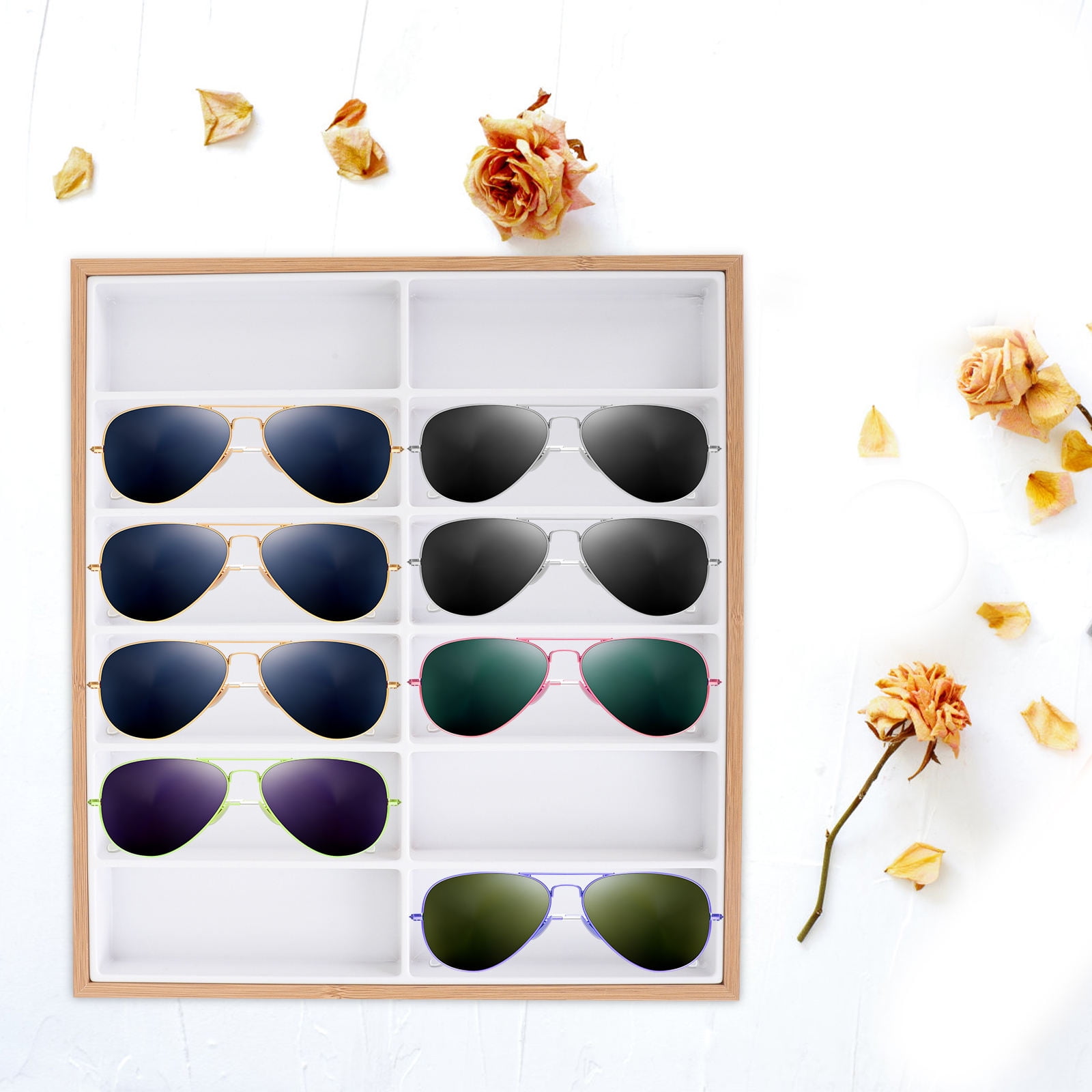 OUNONA Frame Eyeglasses Display Tray Grids Box Sunglasses Organizer ...