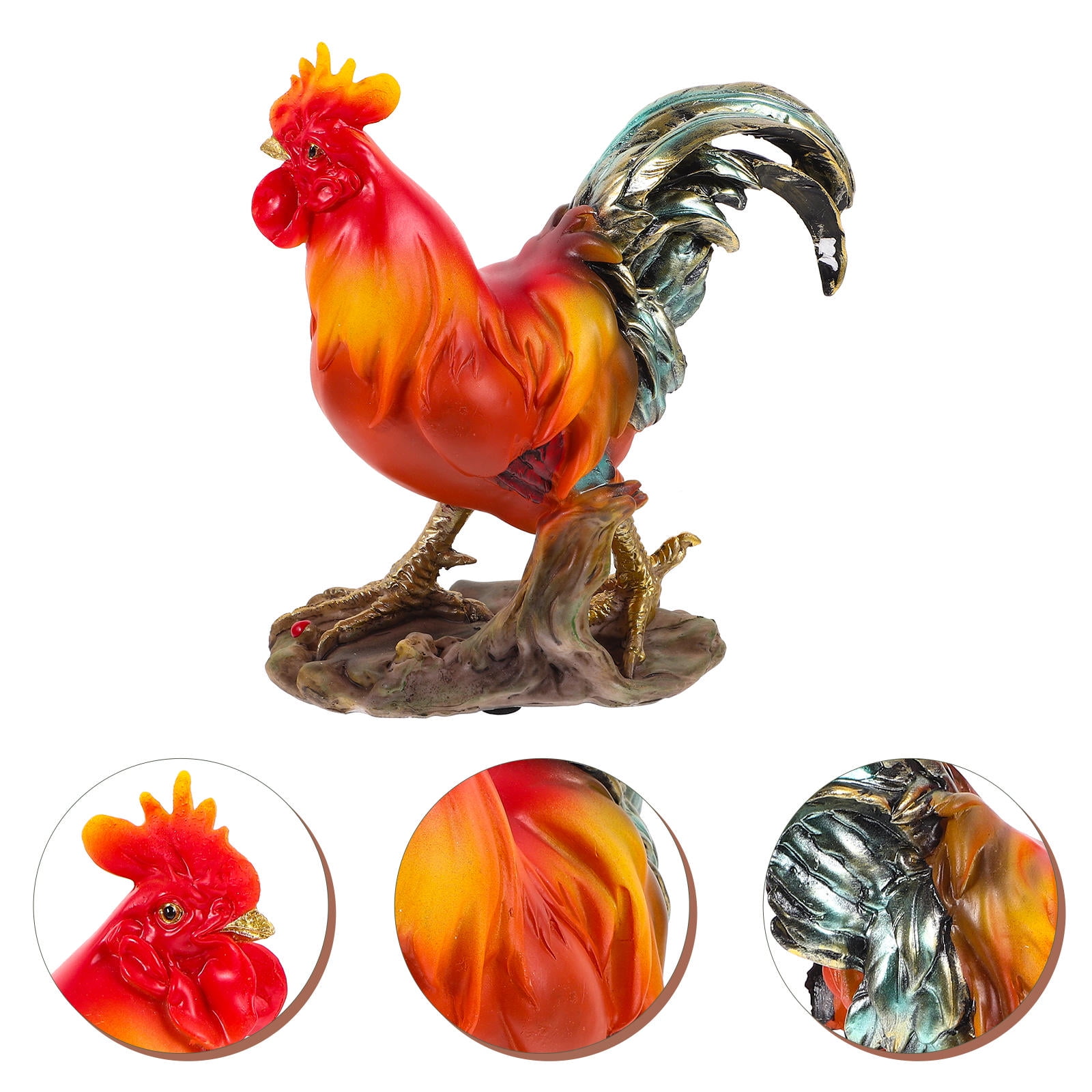 OUNONA Garden Rooster Figurine Realistic Rooster Statue Simulation ...