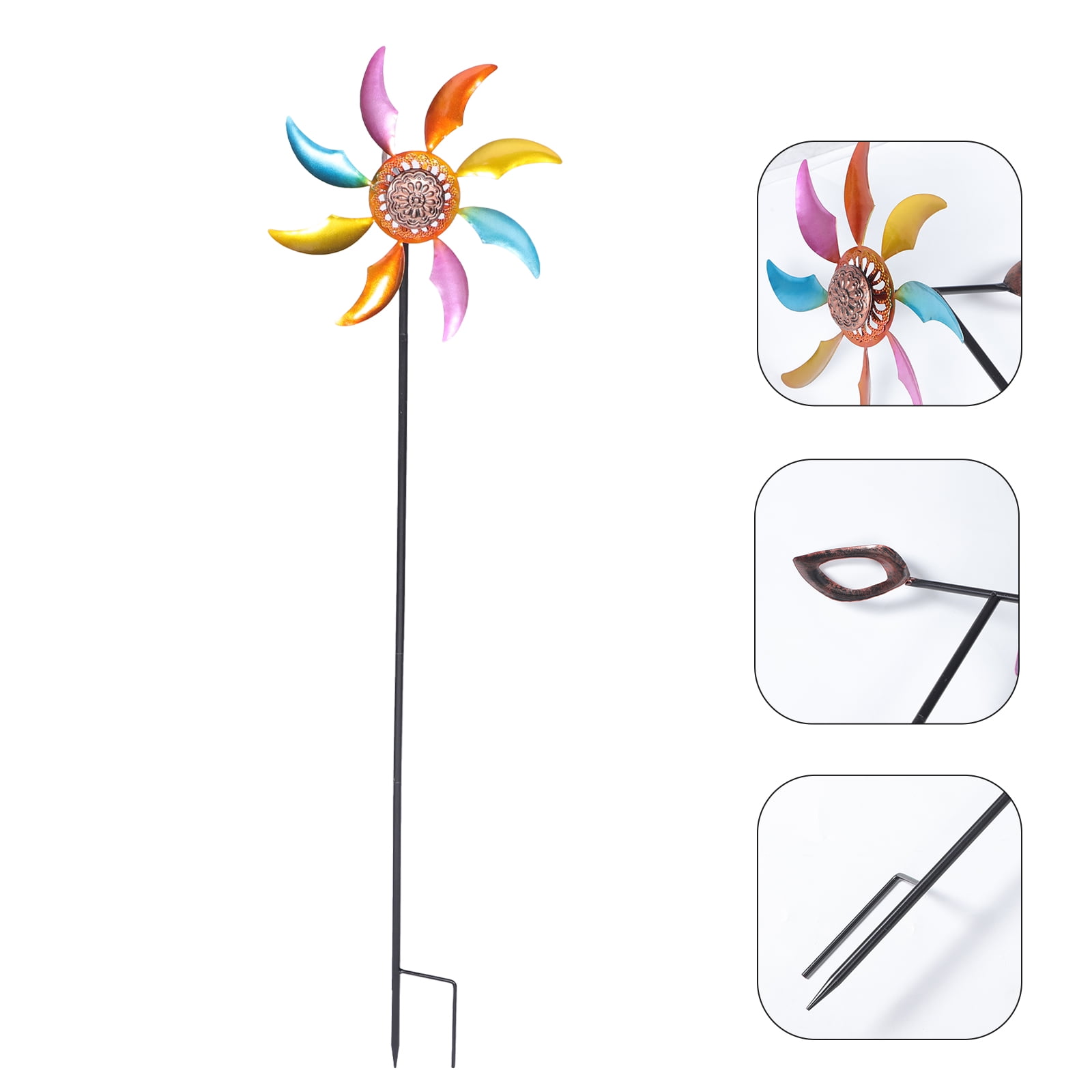OUNONA Garden Wrought Iron Metal Windmill Pinwheel Decoration - Walmart.com
