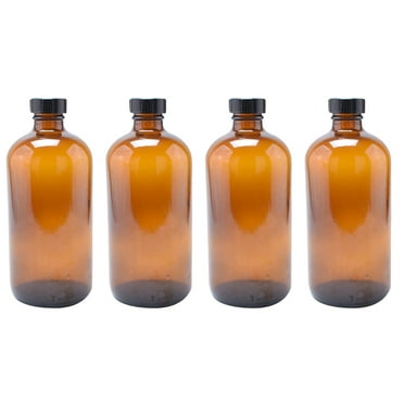 Vivaplex, 12, Amber, 4 oz Round Glass Jars, with Inner Liners and Black ...