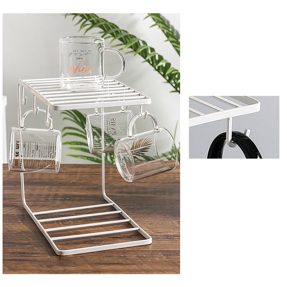 OUNONA Glass Cup Shelf Storage Rack Spills Cups Drinks Holder Holiday ...