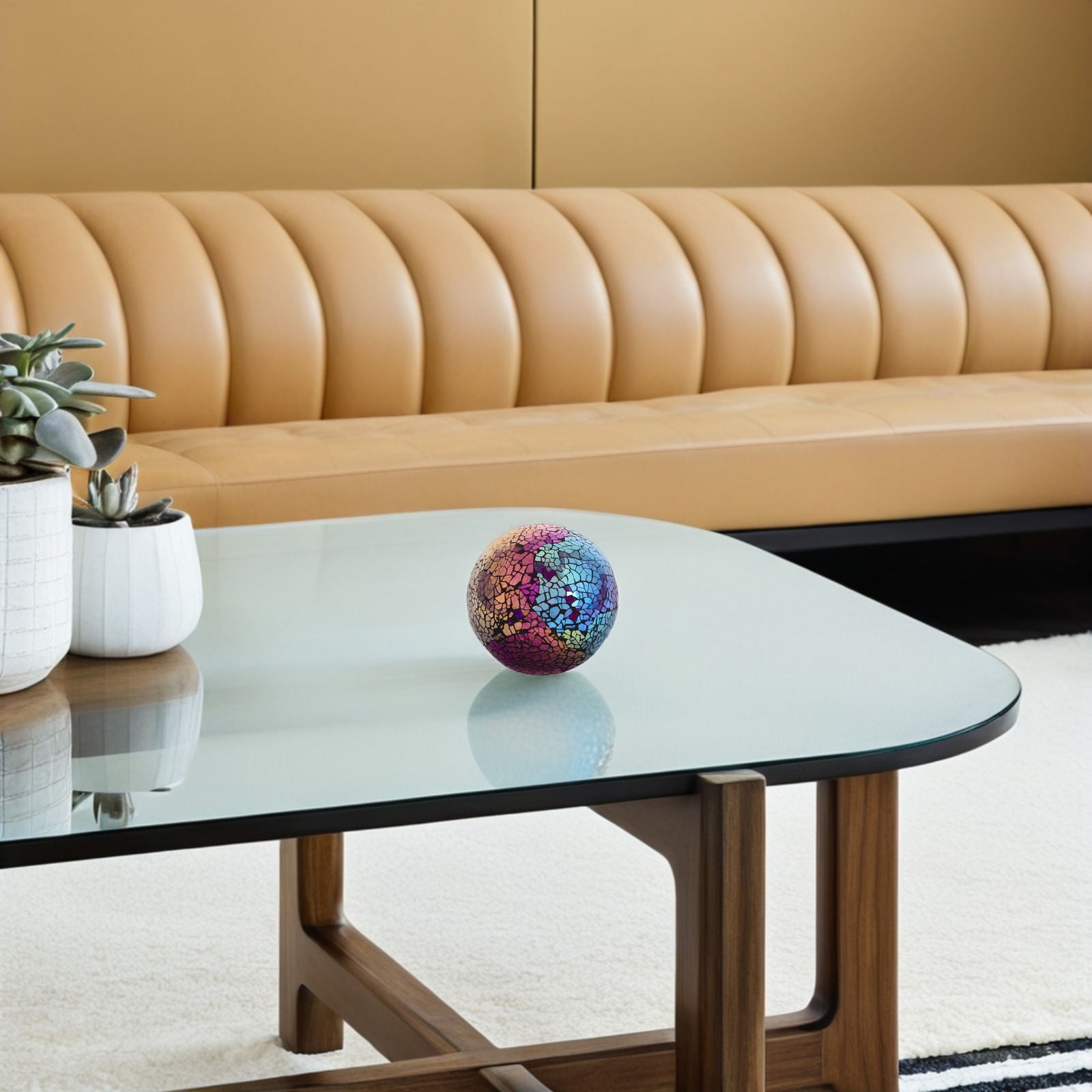 OUNONA Glass Mosaic Orbs 4 Inch Decorative Glass Ball for Garden and ...