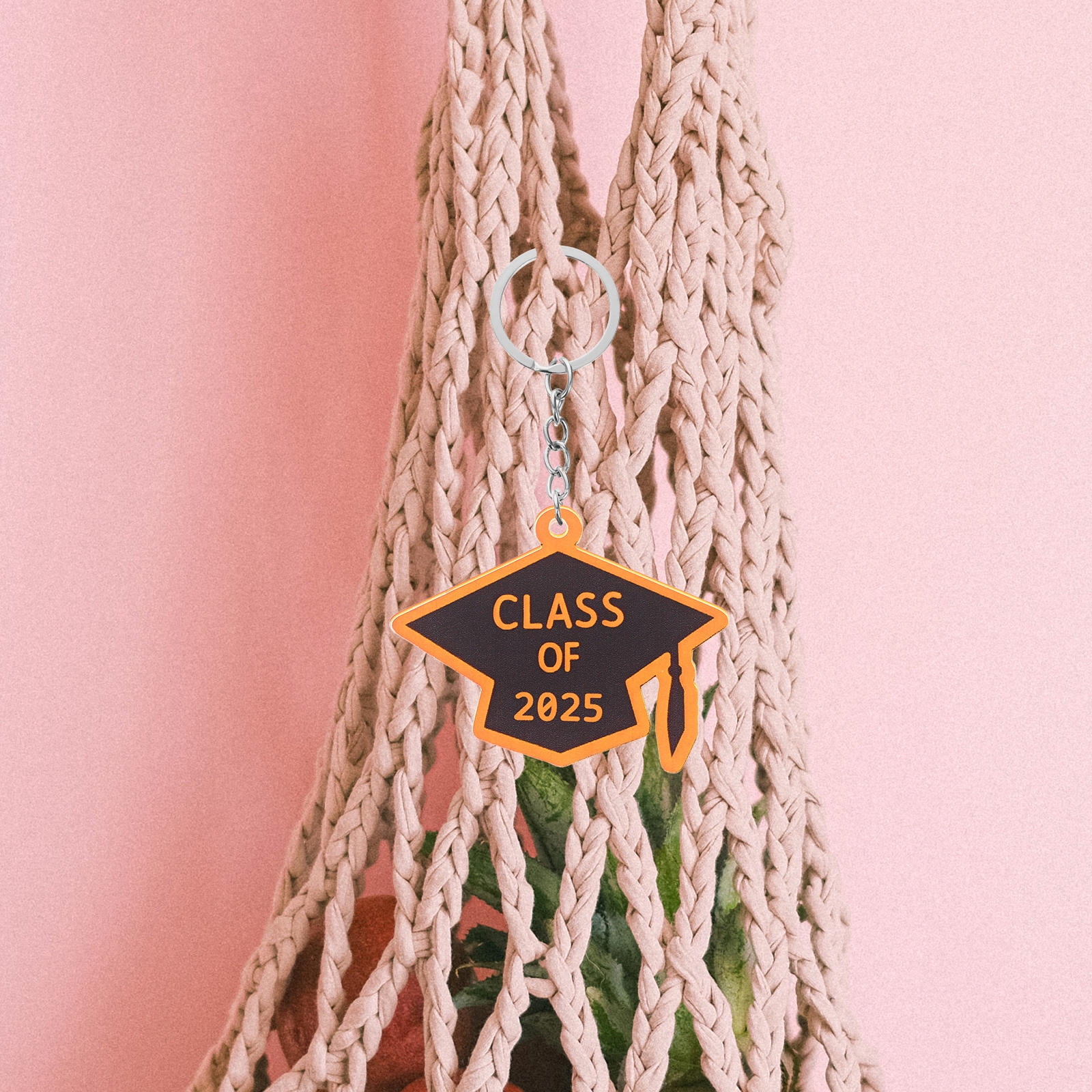 OUNONA Golden Acrylic Graduation Cap Charms Keychain for Class of 2025 ...