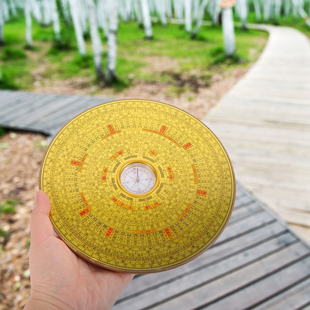 OUNONA Golden Alloy Chinese Feng Shui Compass Portable Handheld ...