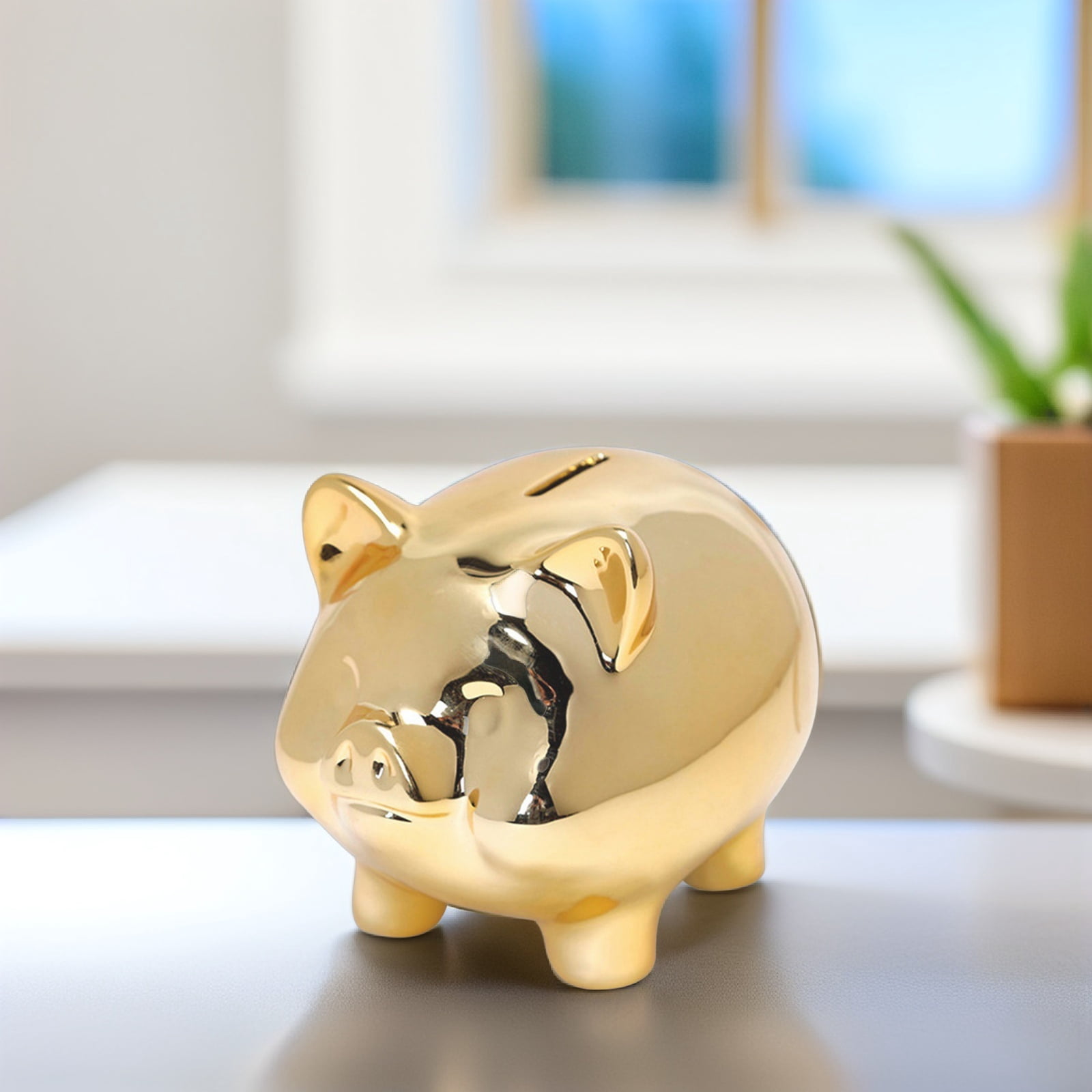 OUNONA Golden Ceramic Piggy Bank for Birthday Gifts and Room Decoration ...