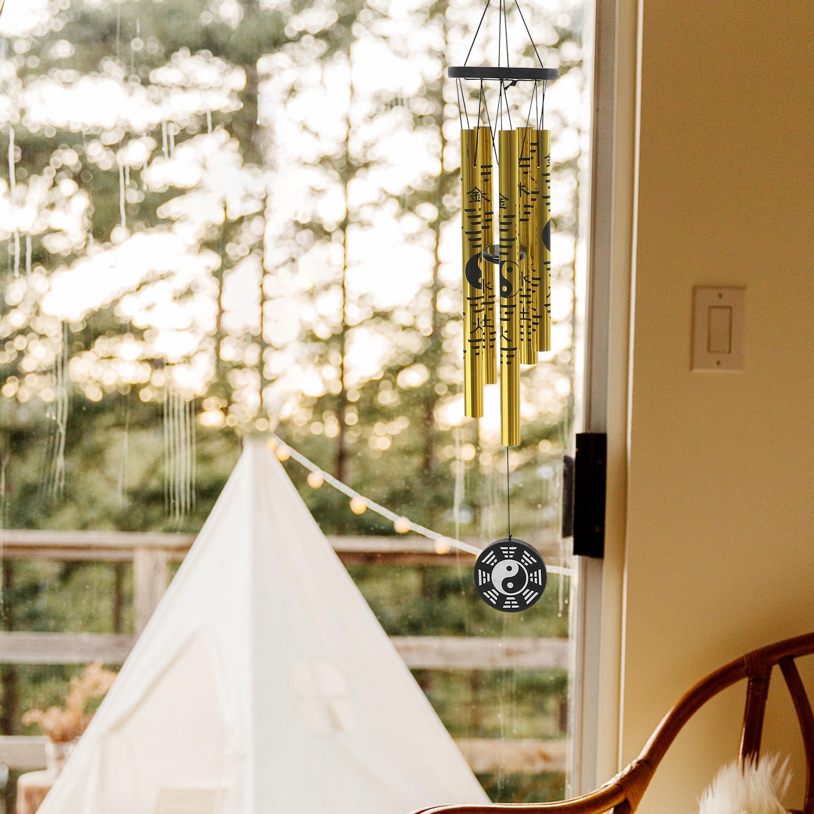 OUNONA Golden Chinese Bagua Wind Chime Pendant for Home Office ...
