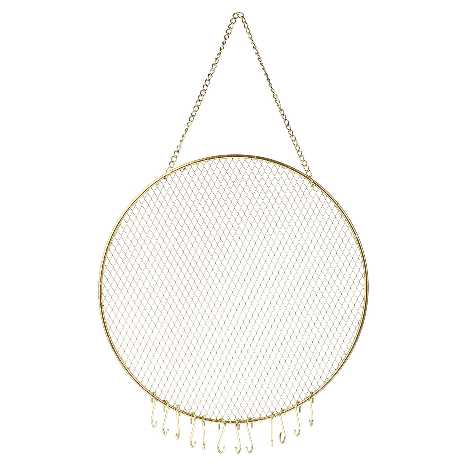 OUNONA Golden Iron Jewelry Organizer with Round Mesh Design for Storage ...