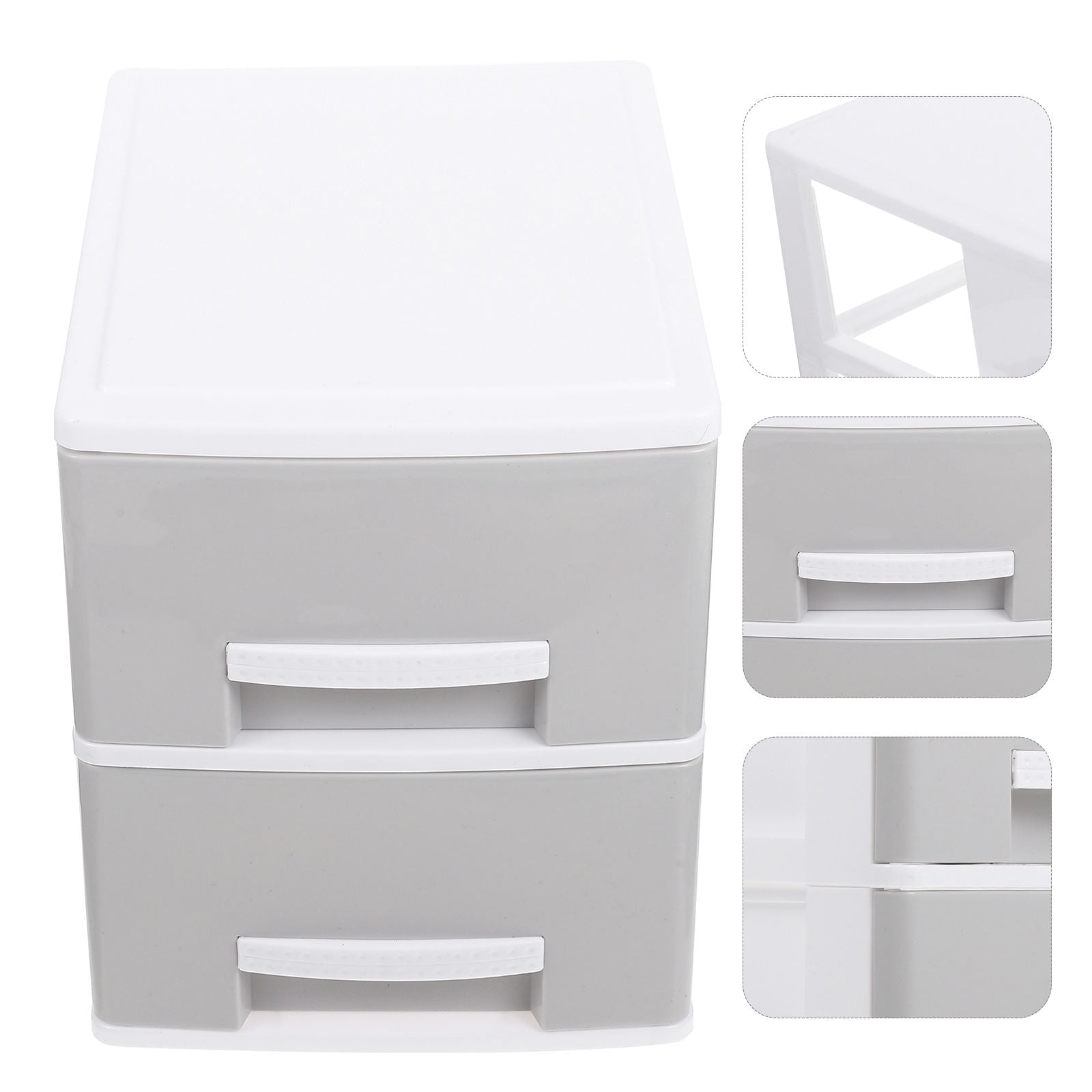 OUNONA Grey Plastic Storage Drawers with Multilayer Design for Small ...