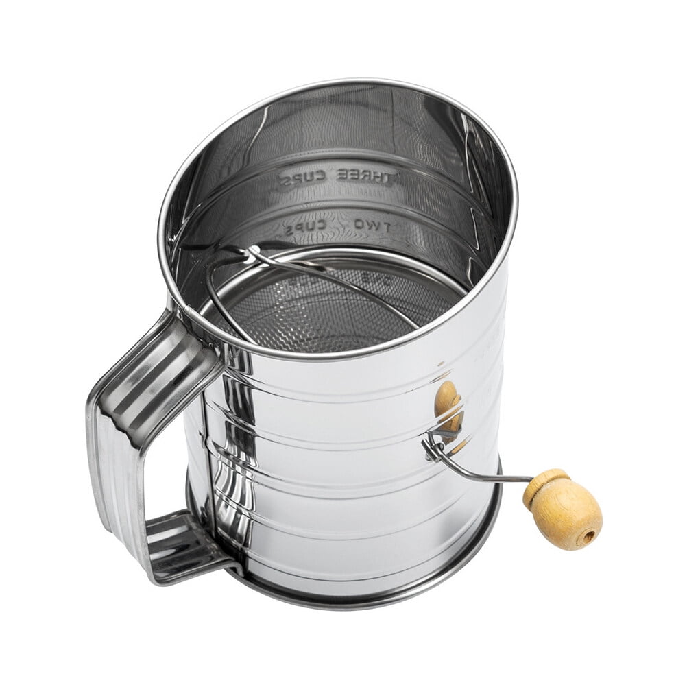 OUNONA Hand Crank Flour Sifter Stainless Steel Sieve Kitchen Gadgets ...
