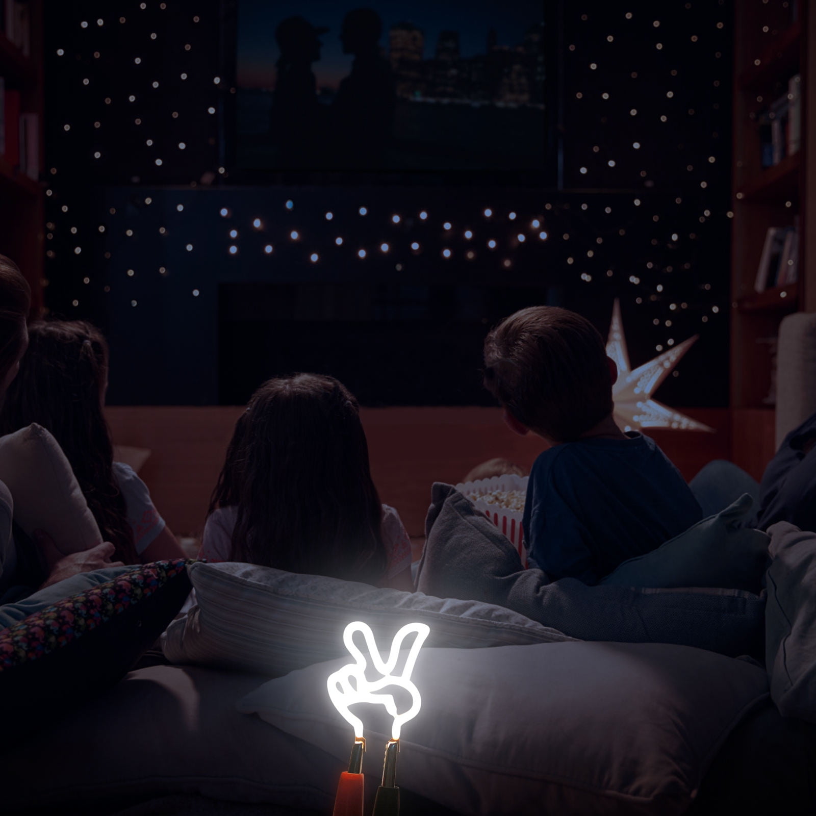 OUNONA Hand Gesture Neon Light Peace Sign LED Wall Decor Retro Peace ...