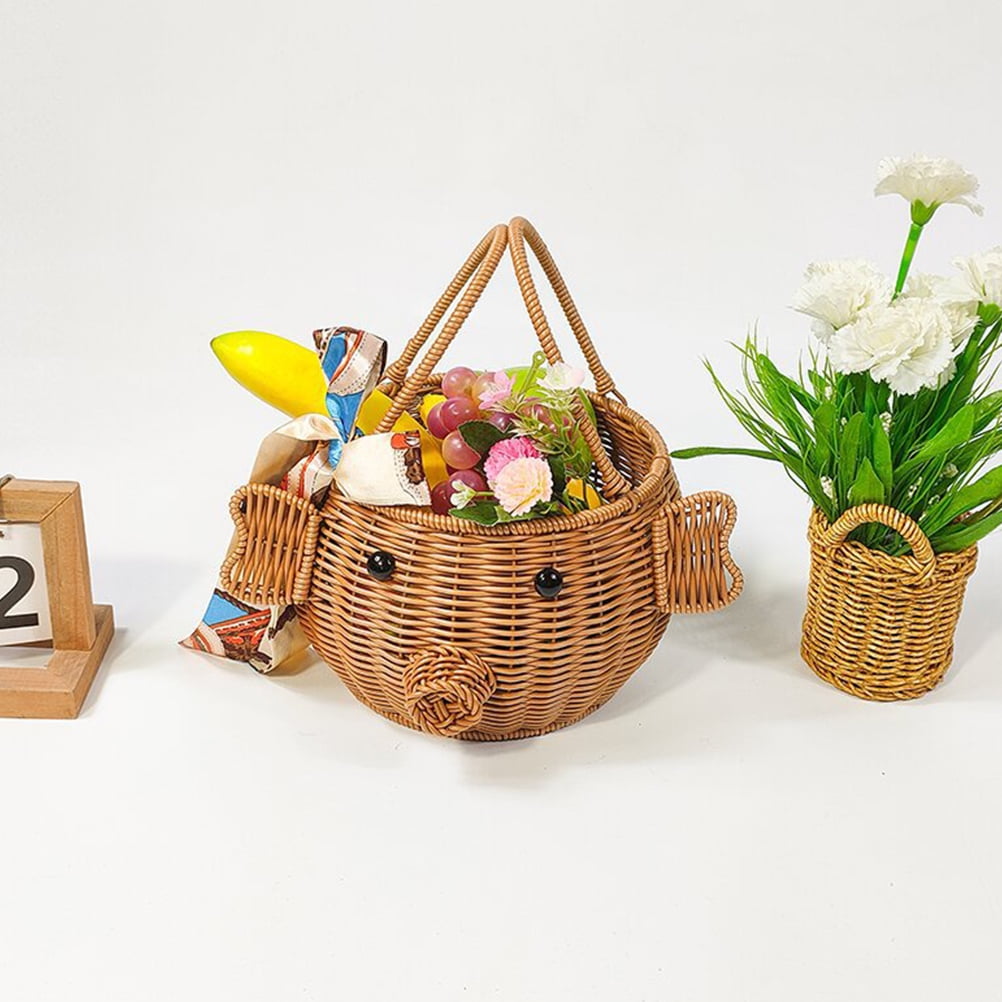 OUNONA Hand Woven Basket Smooth Surface Neat Orderly Shopping - Walmart.com