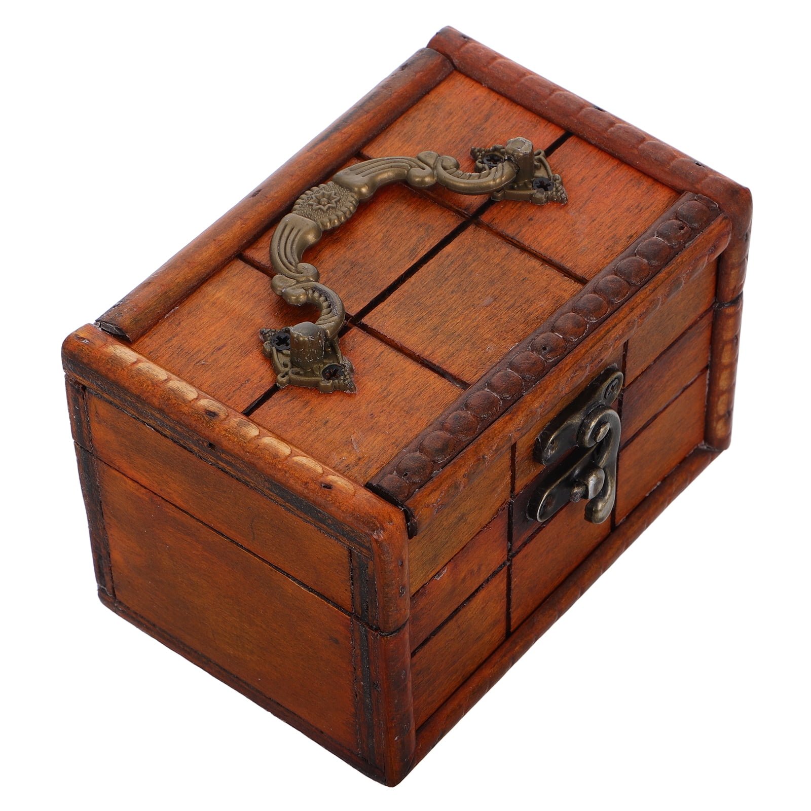 OUNONA Small Wooden Treasure Chest With Buckle Small Travel Jewelry Box ...