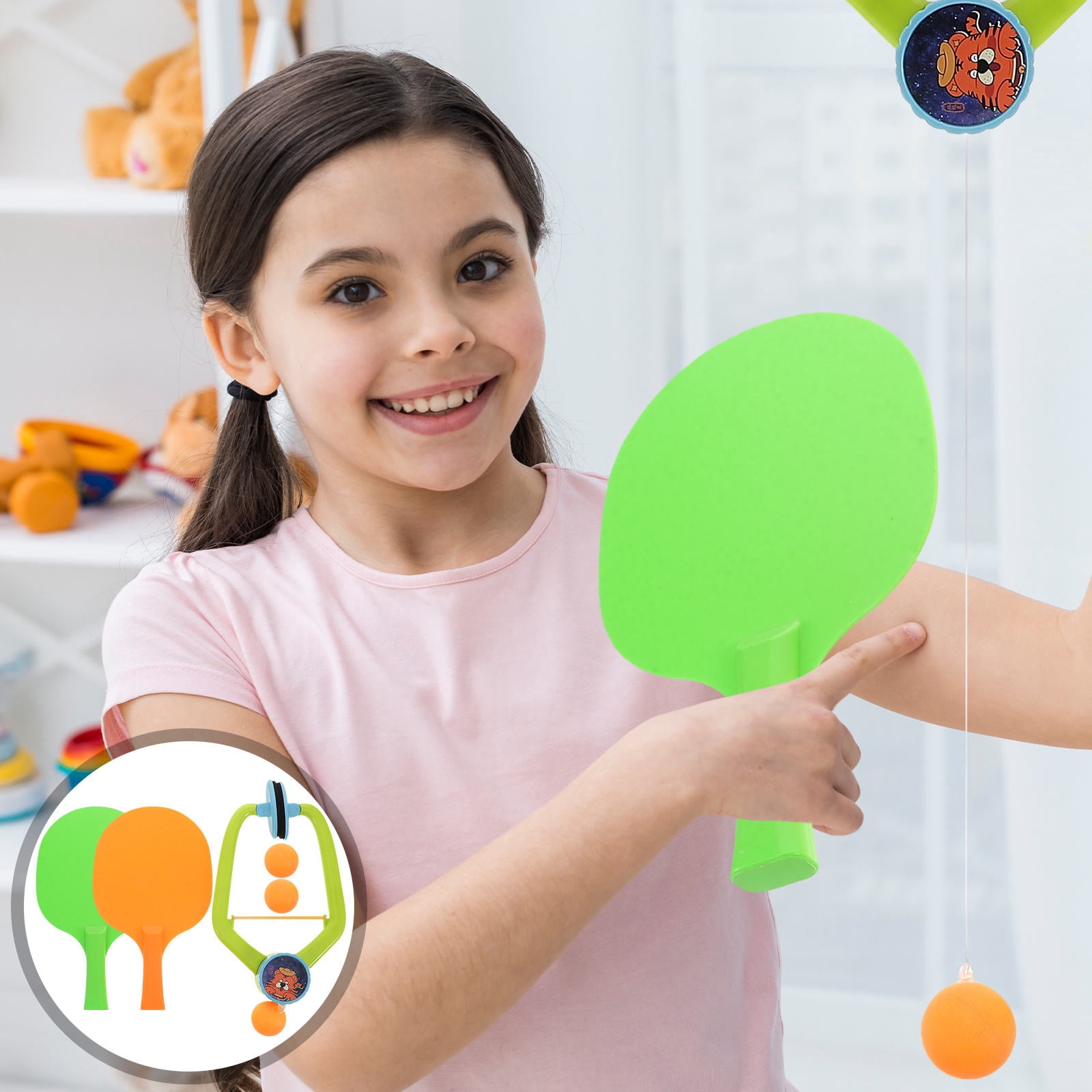 OUNONA Hanging Adjustable Table Tennis Trainer for Kids Indoor Pong ...