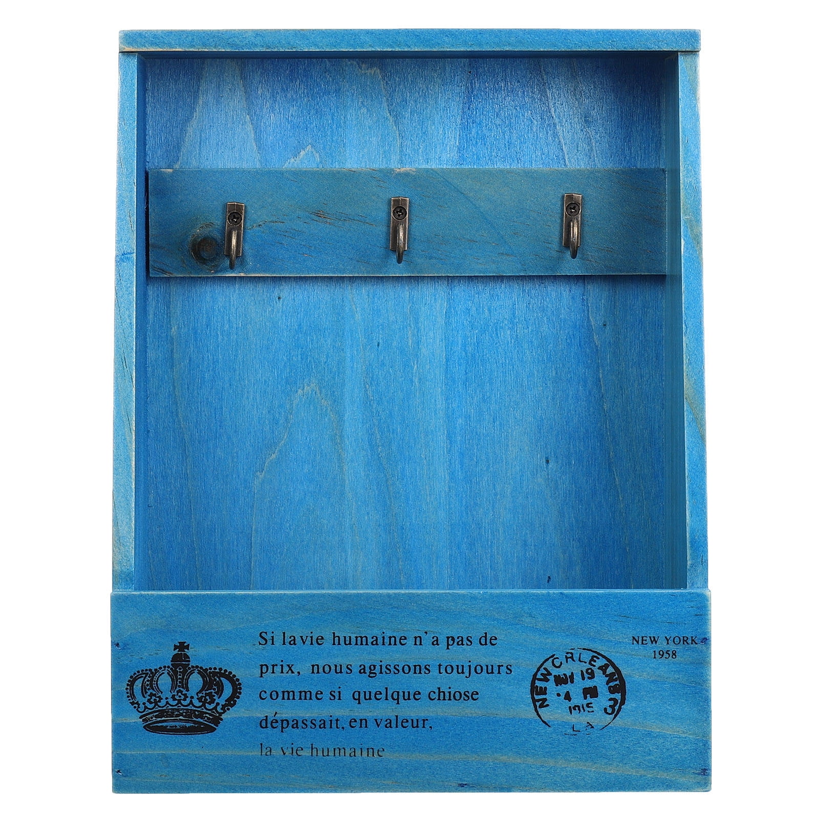 BALAHAPY Key Storage Box Blue Wooden 1Pack 11.2X8.7In - Walmart.com
