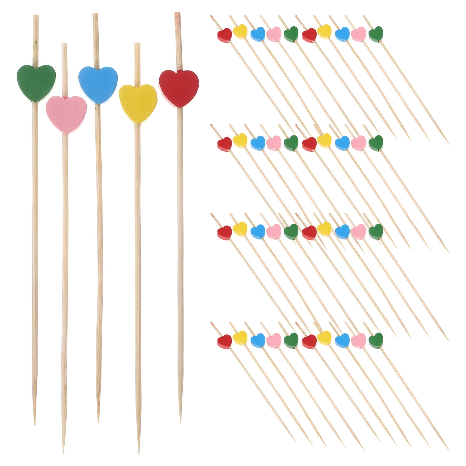 OUNONA Heart Design Bamboo Fruit Picks for Decor Elegant Appetizer ...