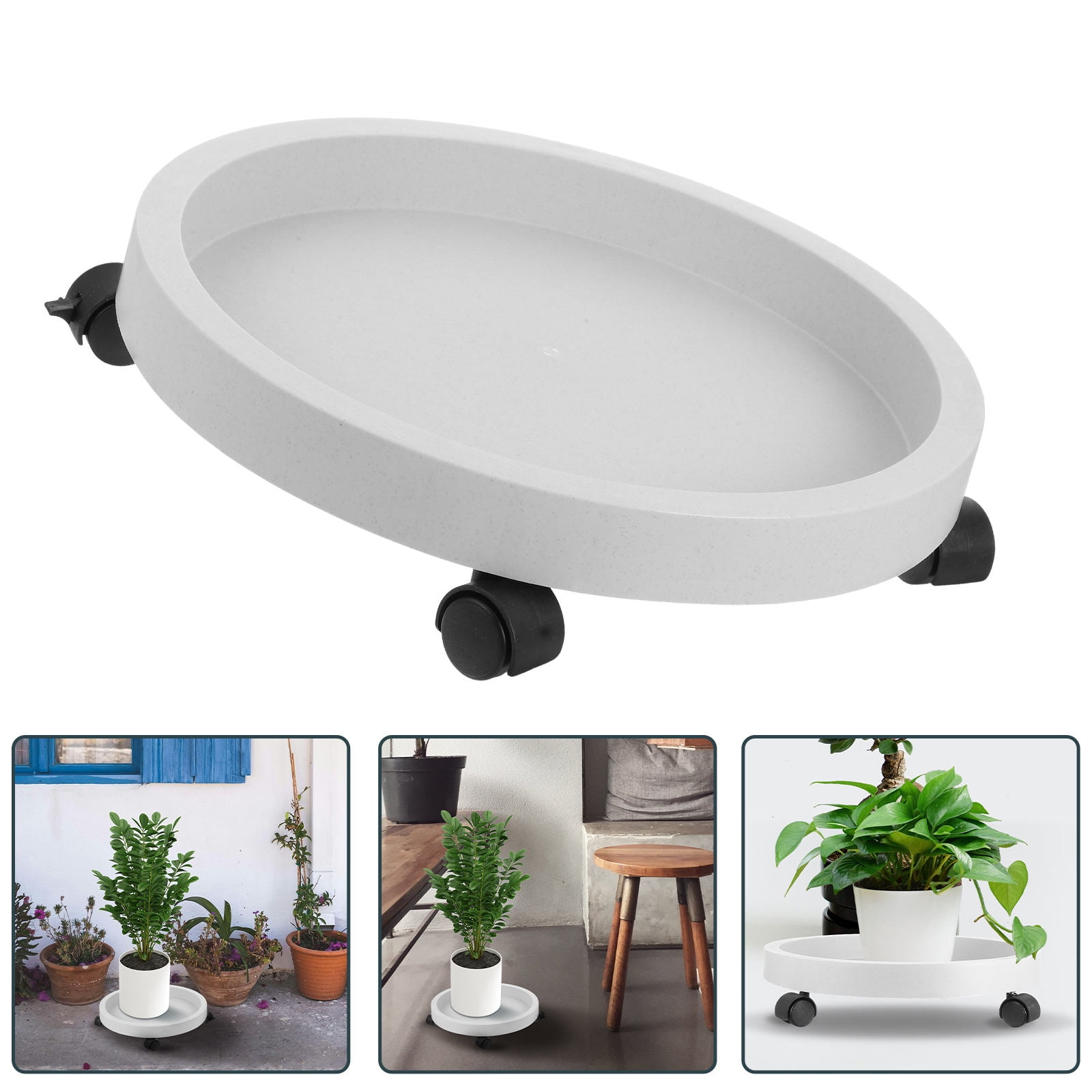 OUNONA Heavy Duty Round Flower Pot Mobile Chassis with Wheels 1 Set ...