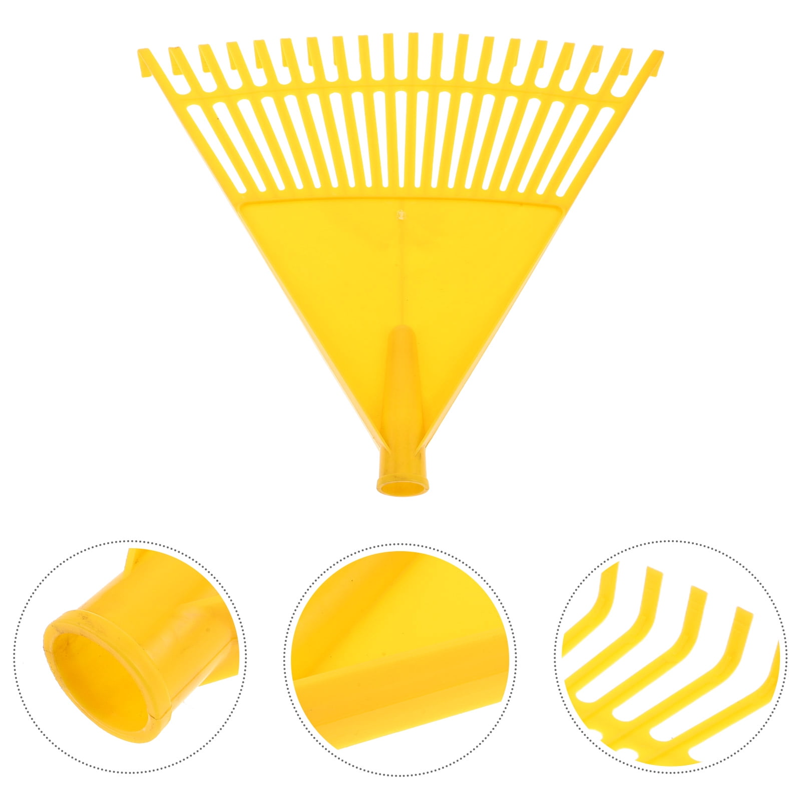 OUNONA Yellow Heavy Duty Leaf Rake with Wide Plastic Tines for ...
