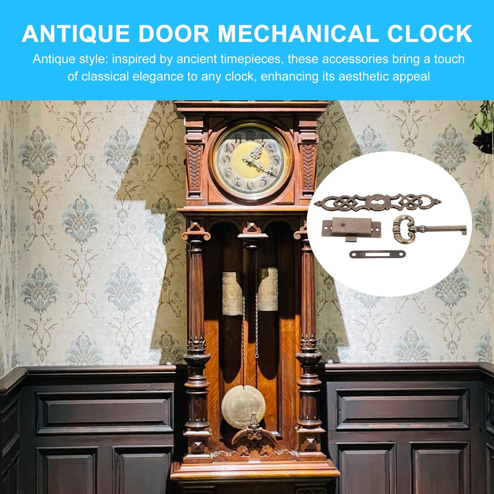 OUNONA Hemoton Antique Metal Cylinder Door Floor Standing Clock with ...