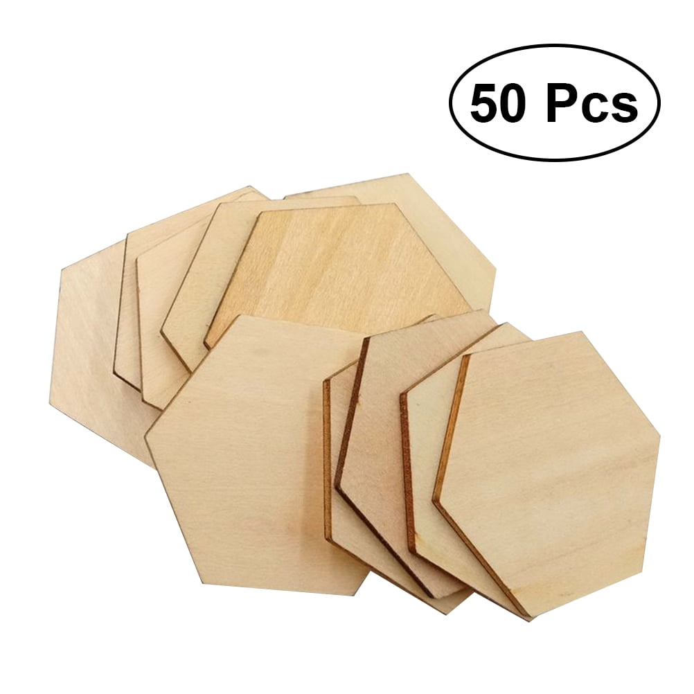 OUNONA Hexagon Wood Blank Wooden Slices Gift Unfinished Hanging ...