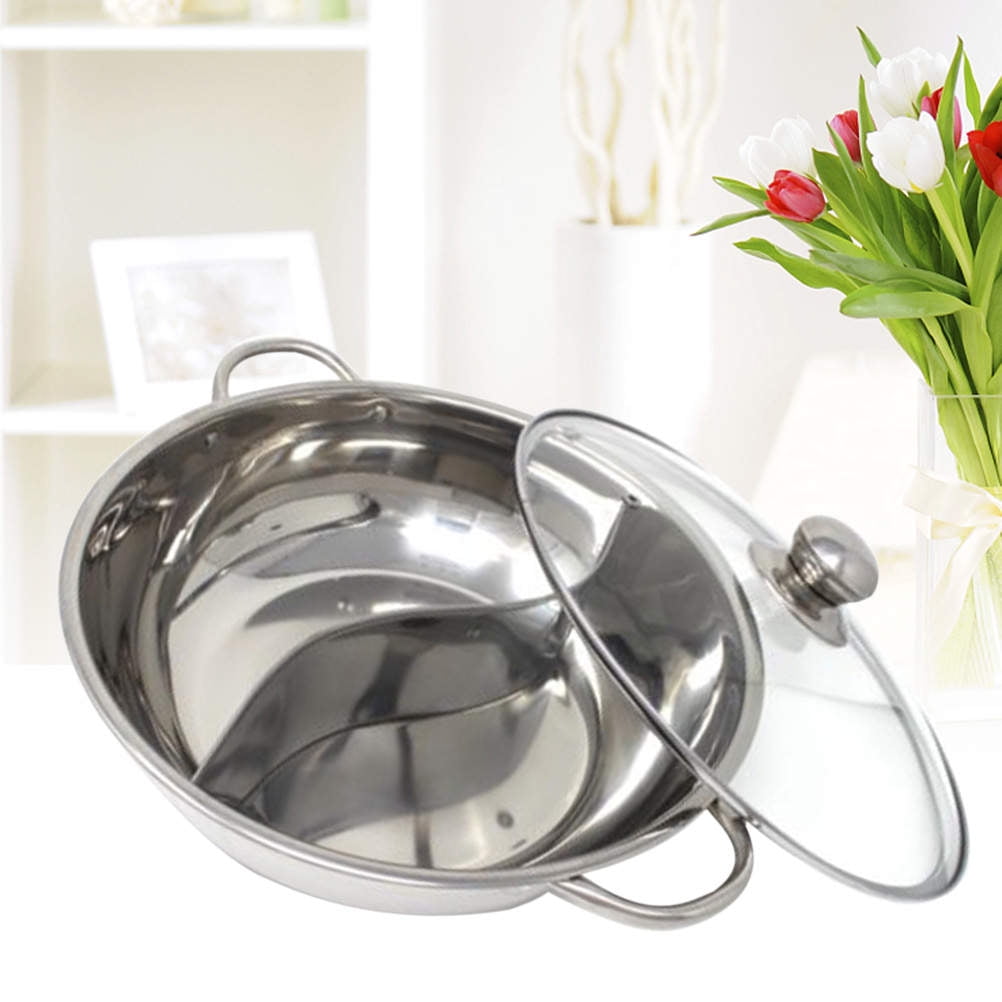 OUNONA Hot Pot cookware with Divider in Stainless Steel for Kitchen Use ...
