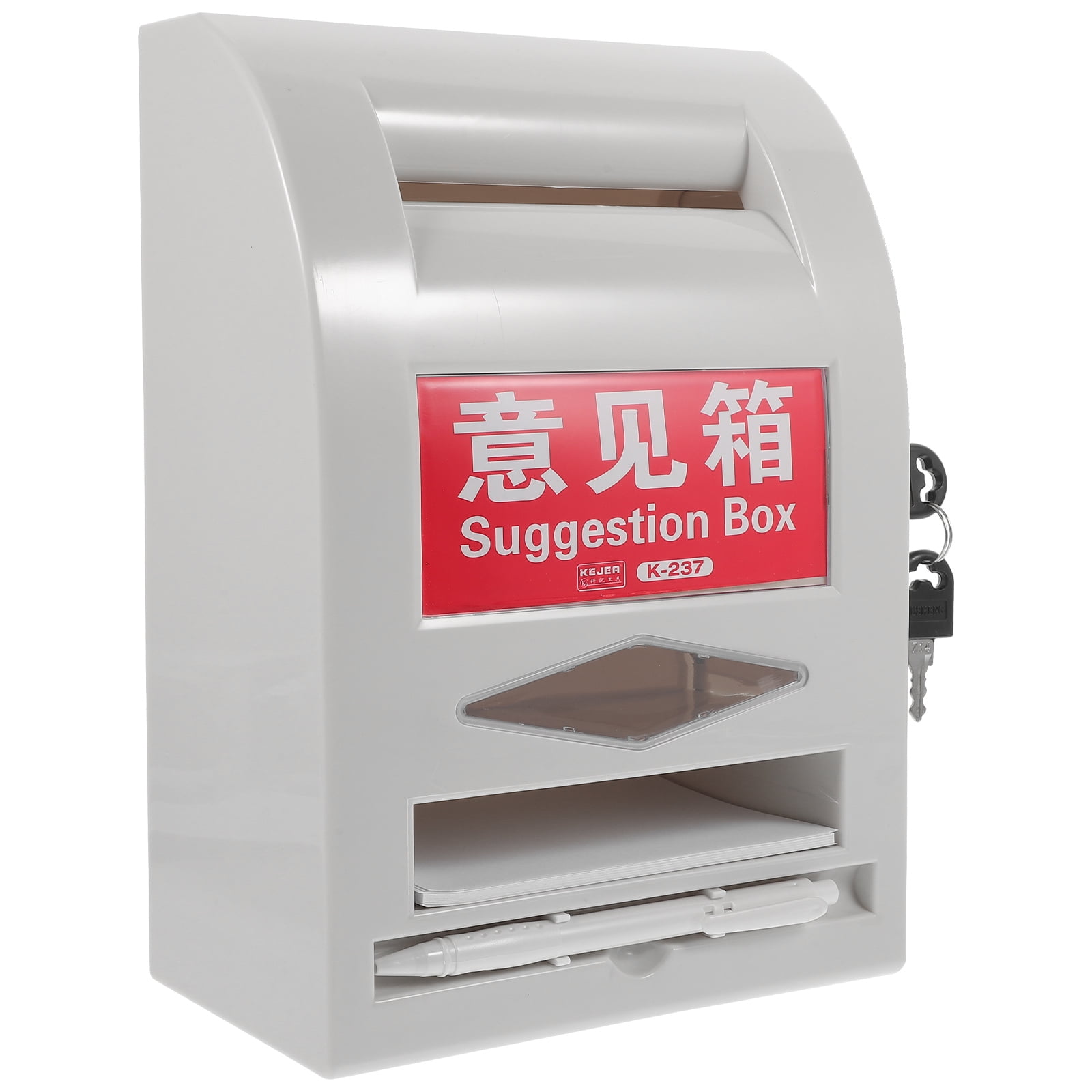 OUNONA Household Mailbox Letter Post Container Lock Key Lockbox White ...