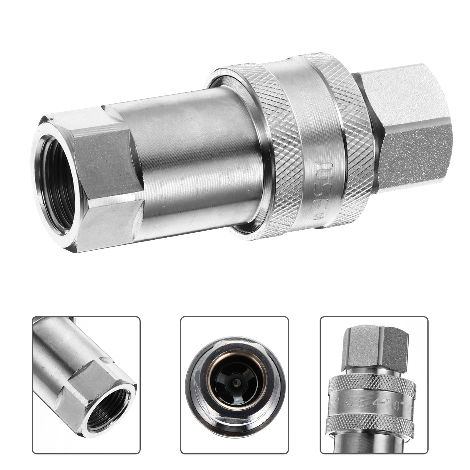 OUNONA Hydraulic Connector Quick High Pressure Coupler Fitting Silver ...