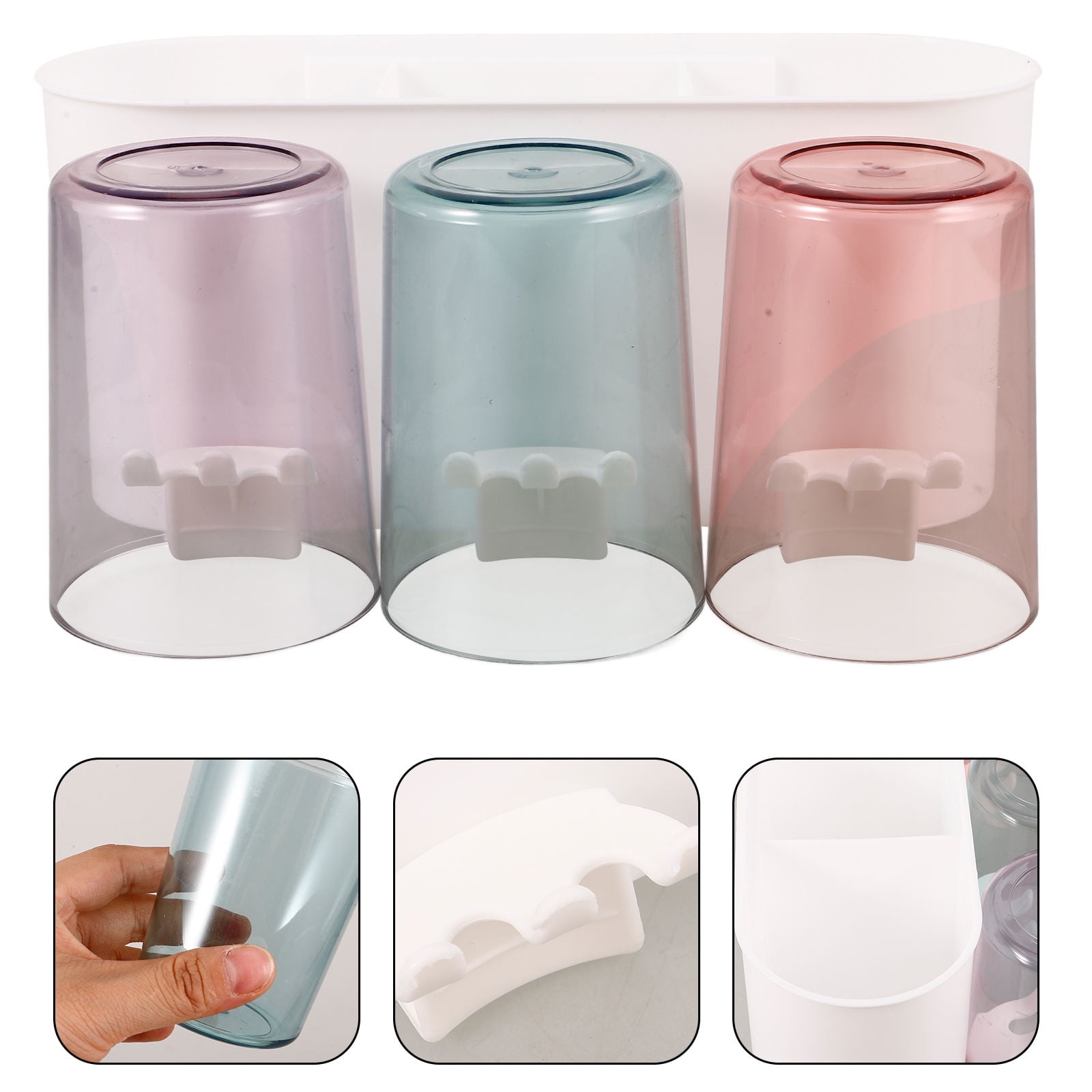 OUNONA Hygiene Wall Wall-mounted Toothbrush Cup Holder and Razor ...