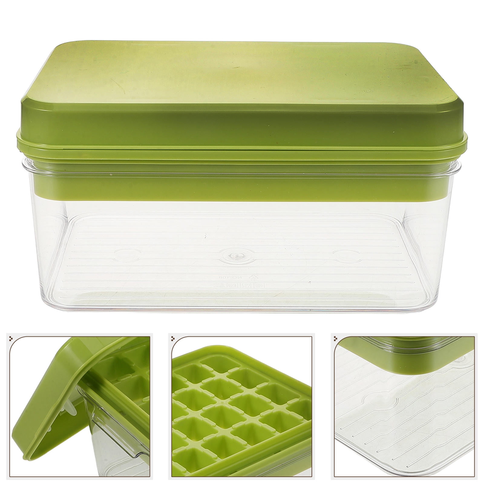 OUNONA Ice Cube Tray with Lid and Bin Kitchen Ice Container for Freezer ...