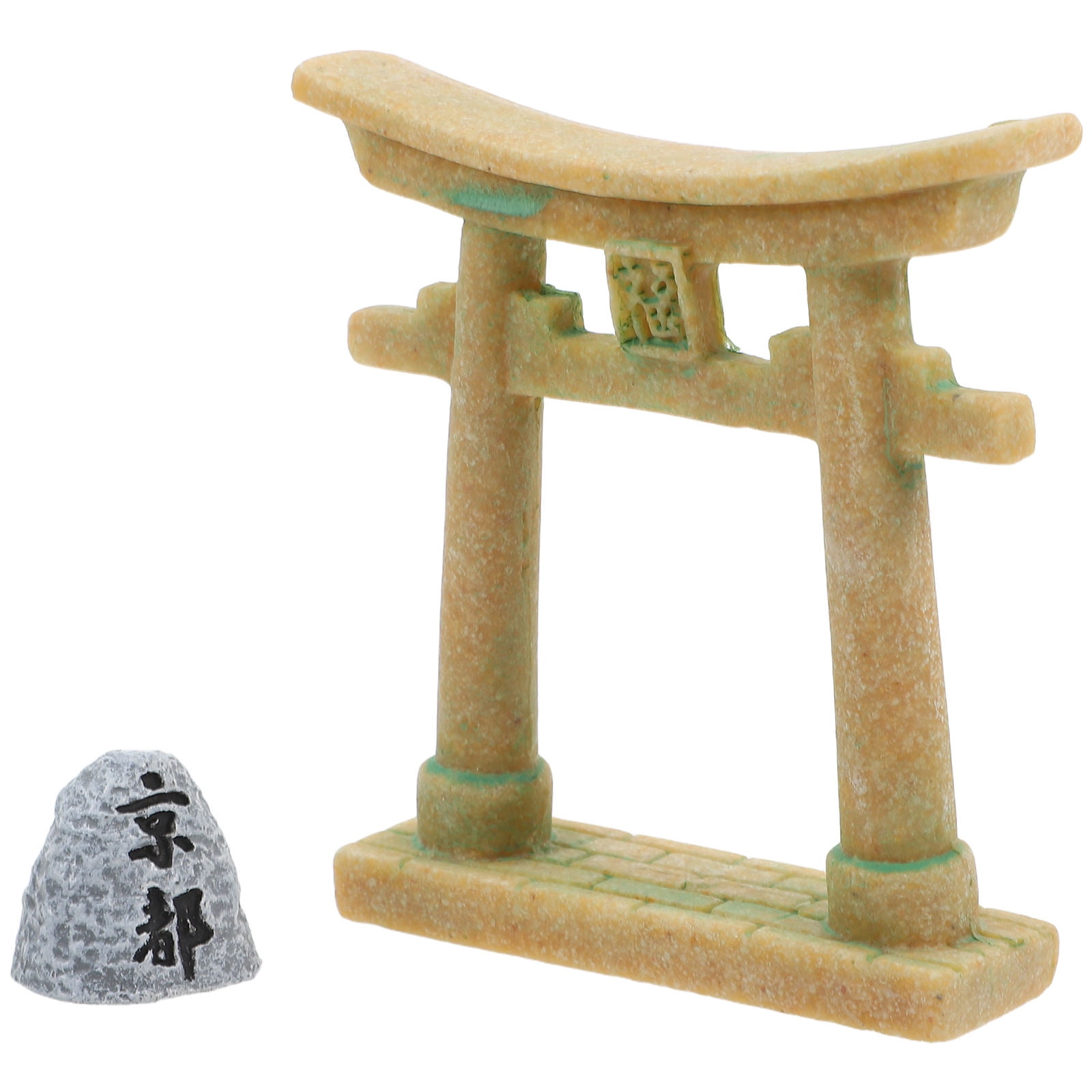OUNONA Japanese Shinto Shrine Torii Gate Statue With Stone For Aquarium ...