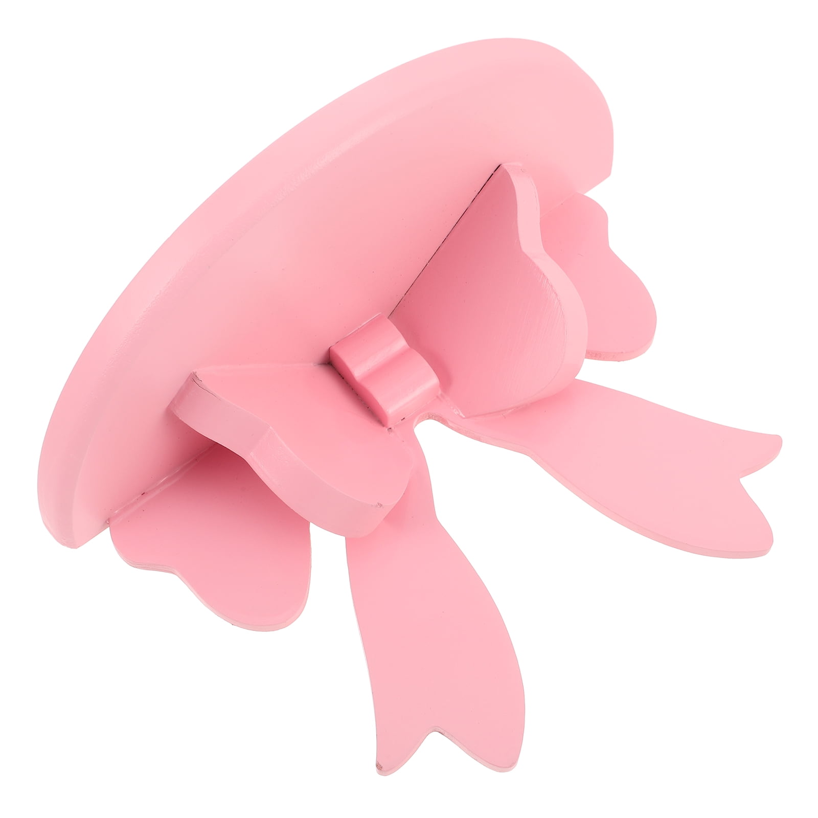 OUNONA Kawaii Wooden Bow Shelf Cute Pink Wall Mounted Floating Shelves ...