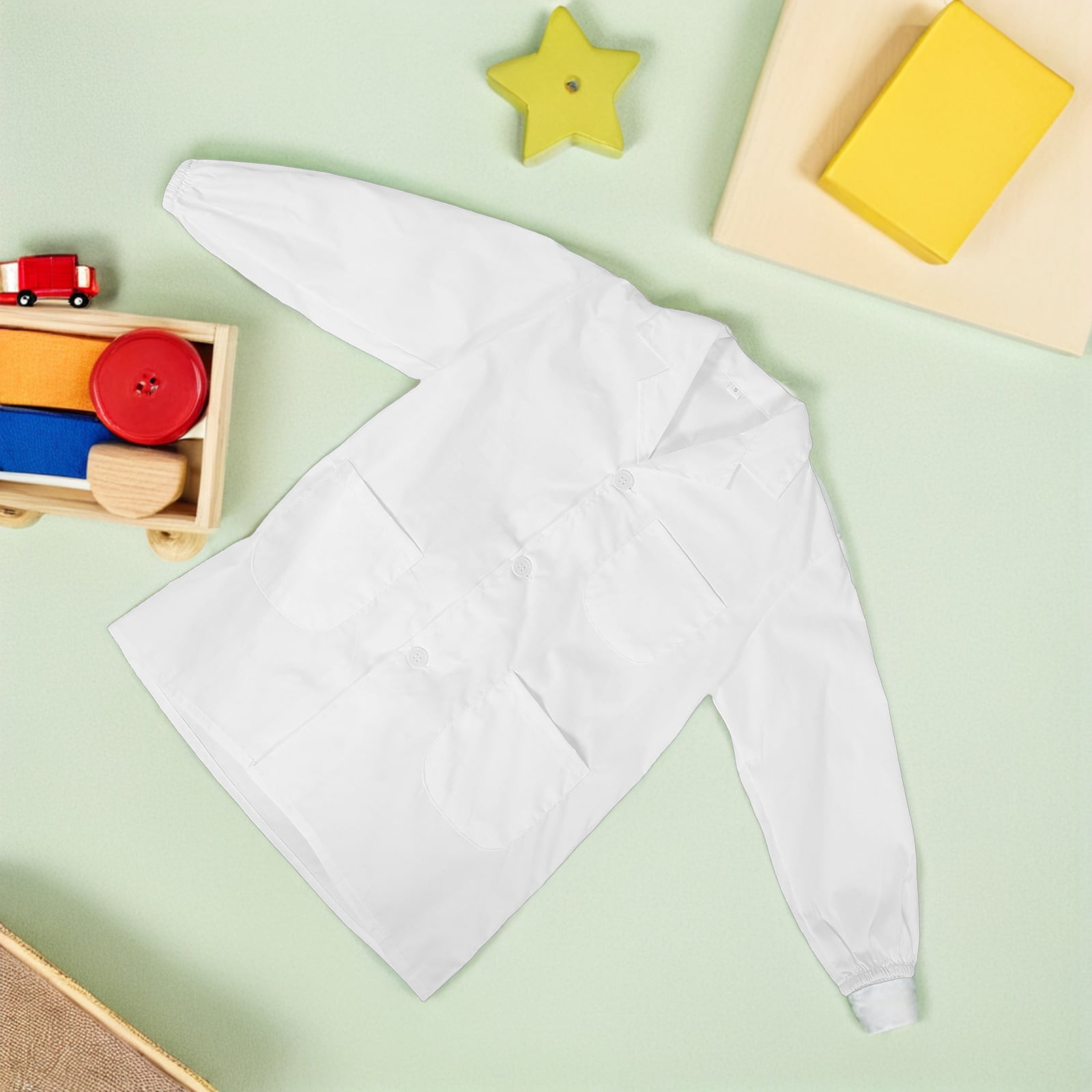 OUNONA Kids Doctor Lab Coat White Cotton Long Sleeve Protective Costume ...