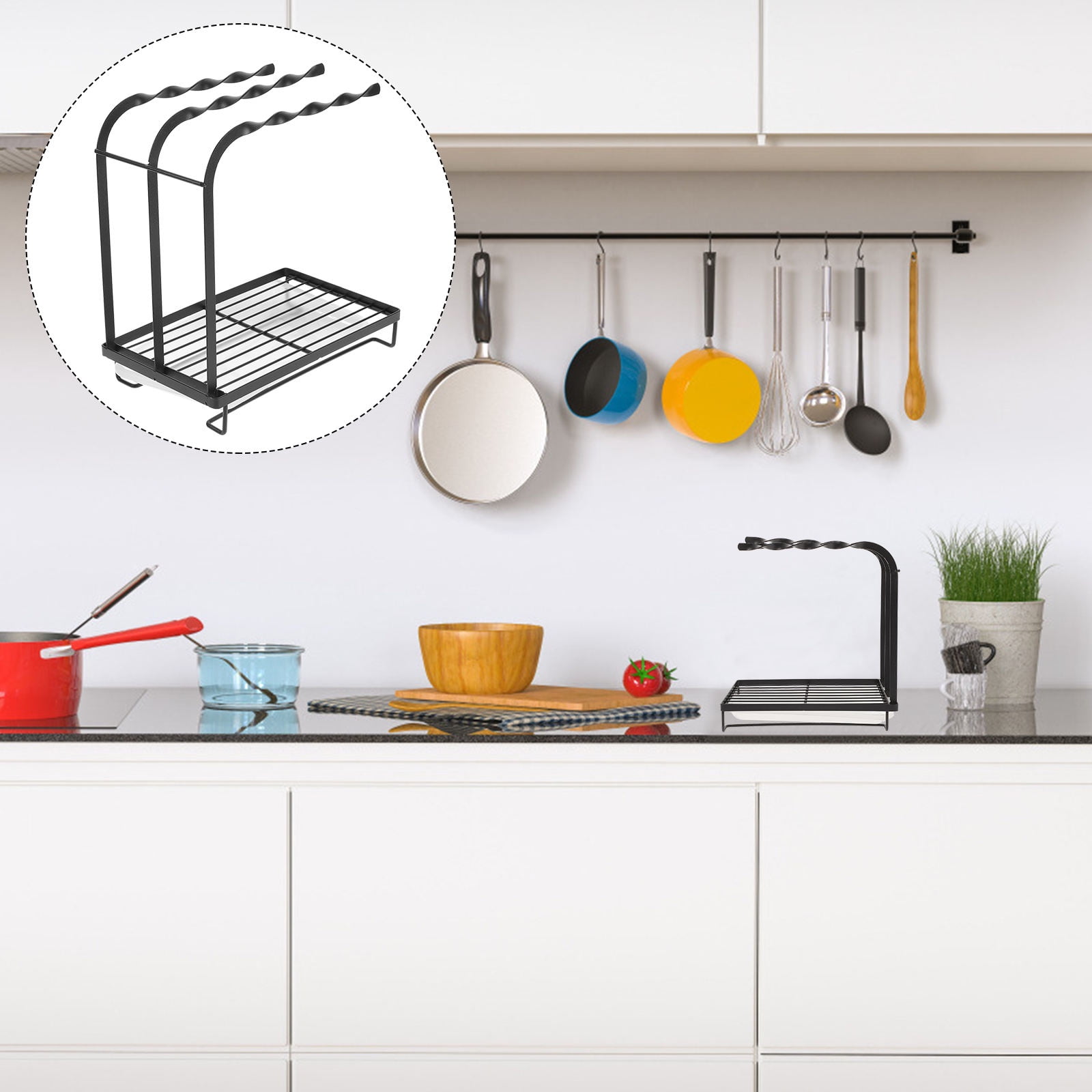 OUNONA Kitchen Dish Cloth Organizer with 1 Set Dishcloth Storage Rack ...