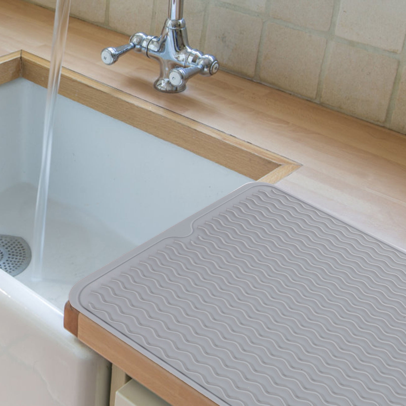 OUNONA Kitchen Tap Mat Drying for Counter Silicone Draining Sink Dish ...