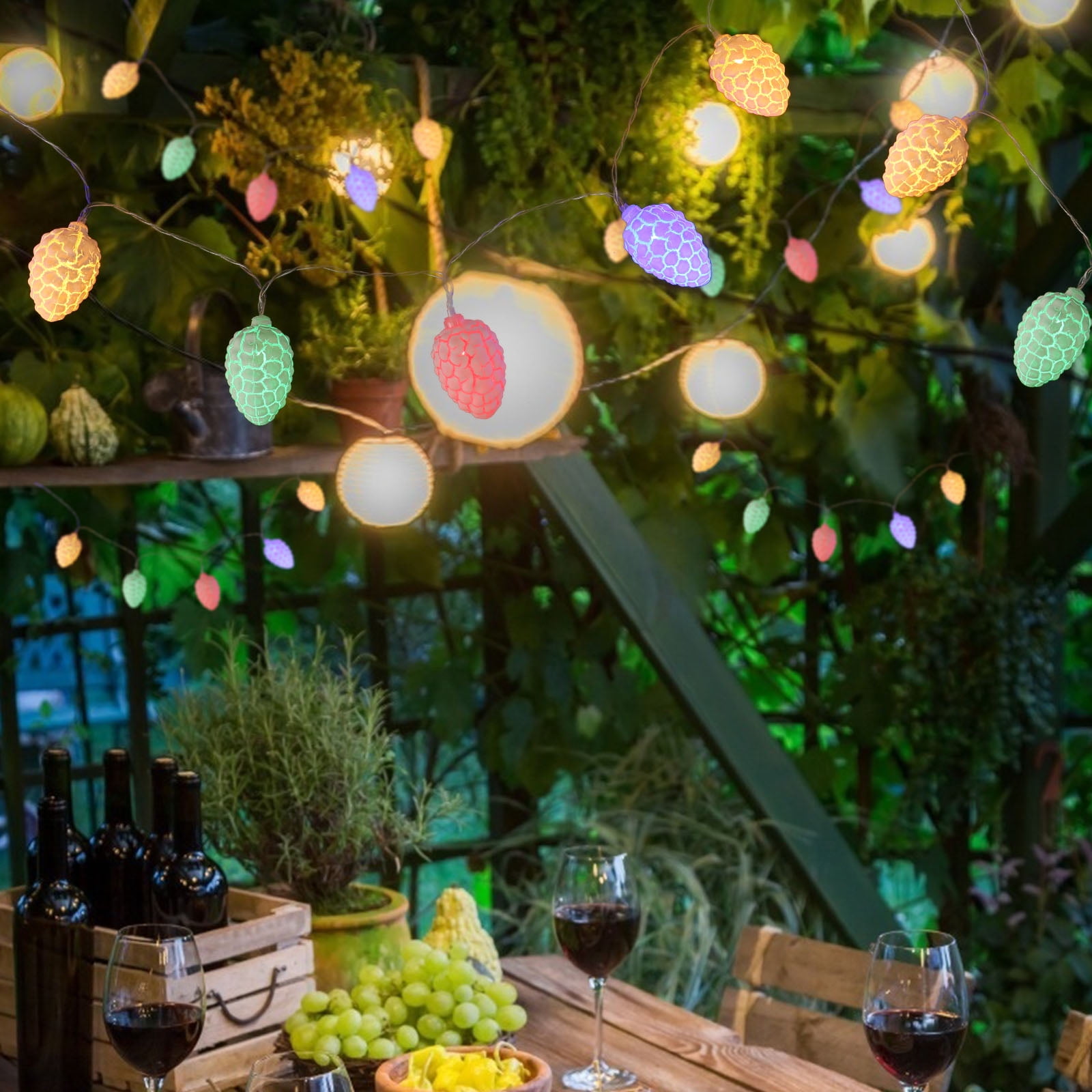 OUNONA LED Decorative Pine Cone String Lights Lawn Decoration 150X5.5X3 ...