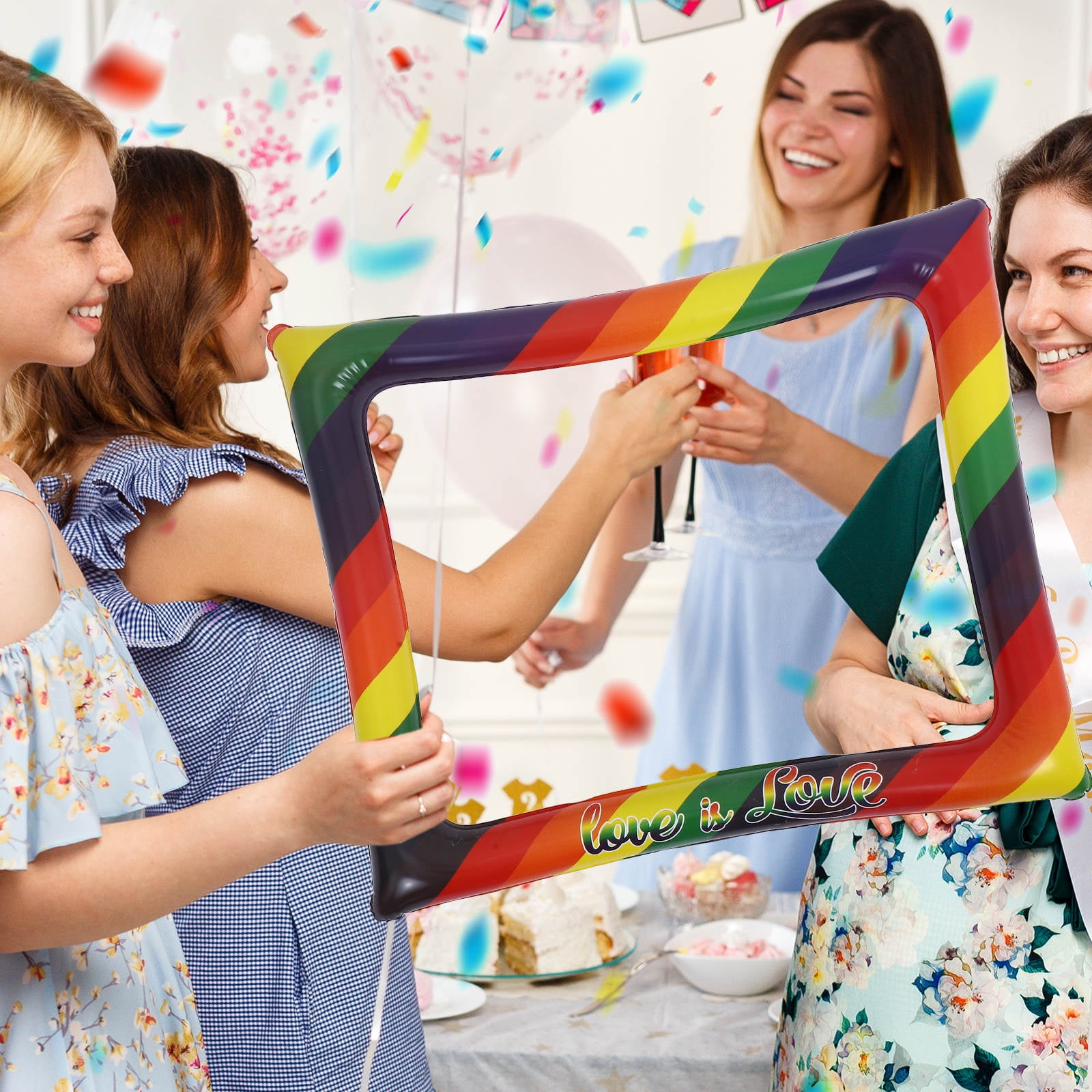OUNONA LGBT Pride Rainbow Inflatable Photo Frame Inflatable Rainbow ...