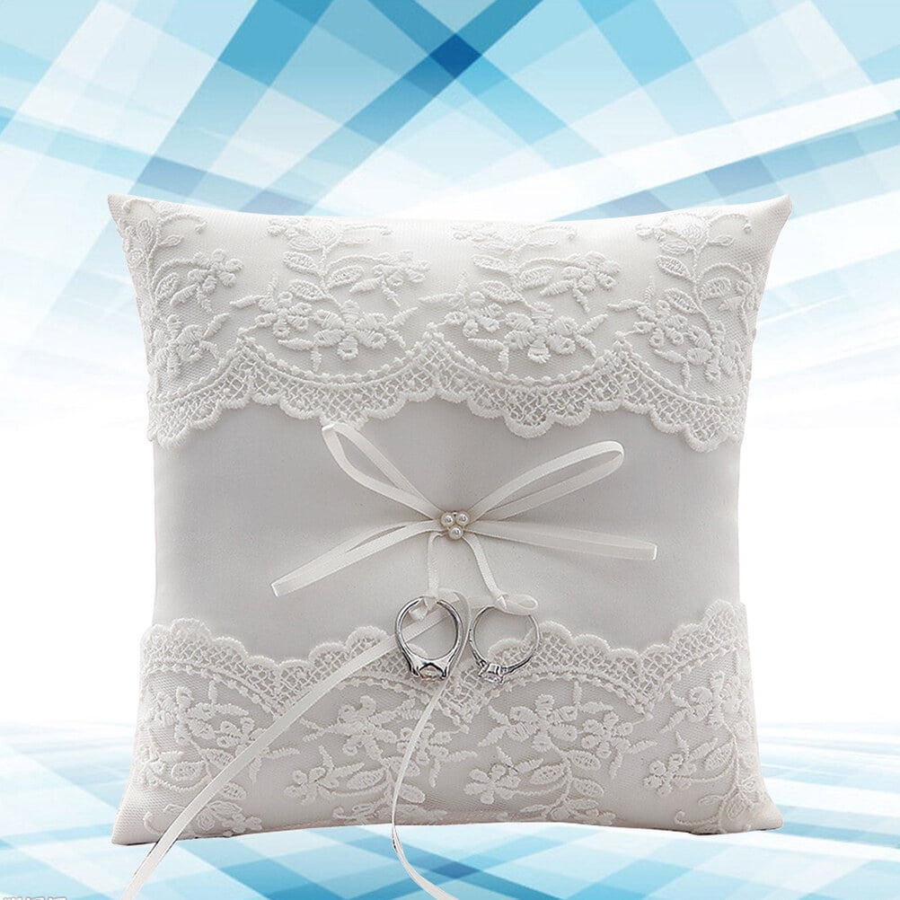 OUNONA Lace Decorative Wedding Ring Pillow Ceremony Engagement Bridal ...