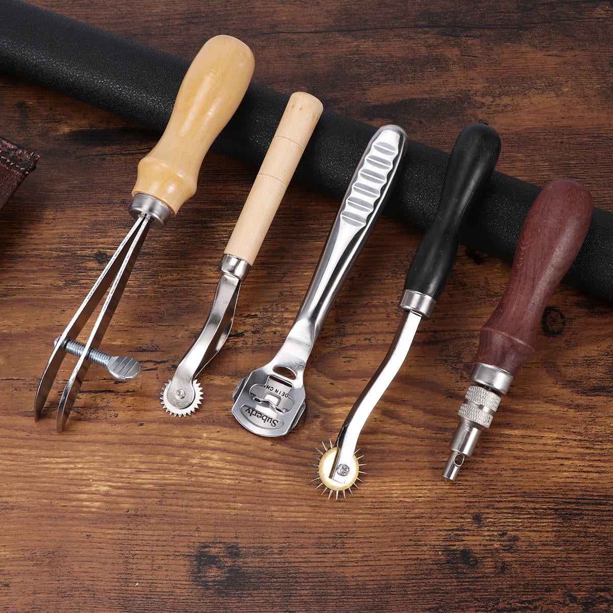 OUNONA Leather Tool Set for Leather Crafting Assorted Color Steel Hand ...