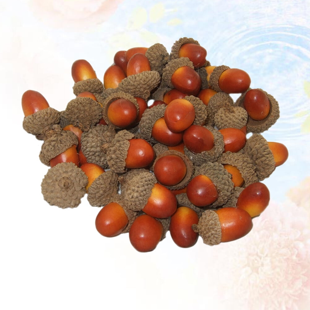 OUNONA 50pcs Multi Color Artificial Acorns Foam Decorative Nuts for ...