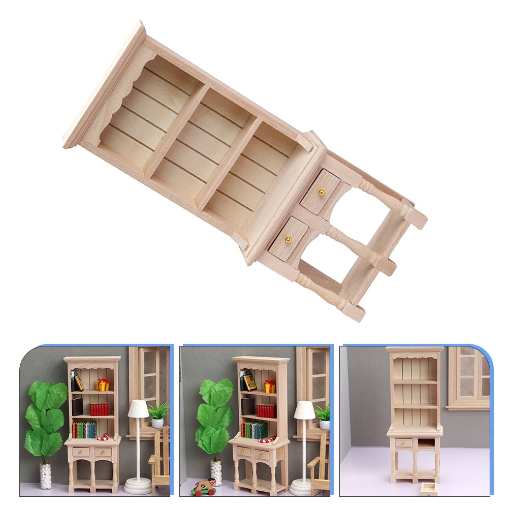 OUNONA Light Brown Miniature Cabinet Model Bookcase for Decoration with ...