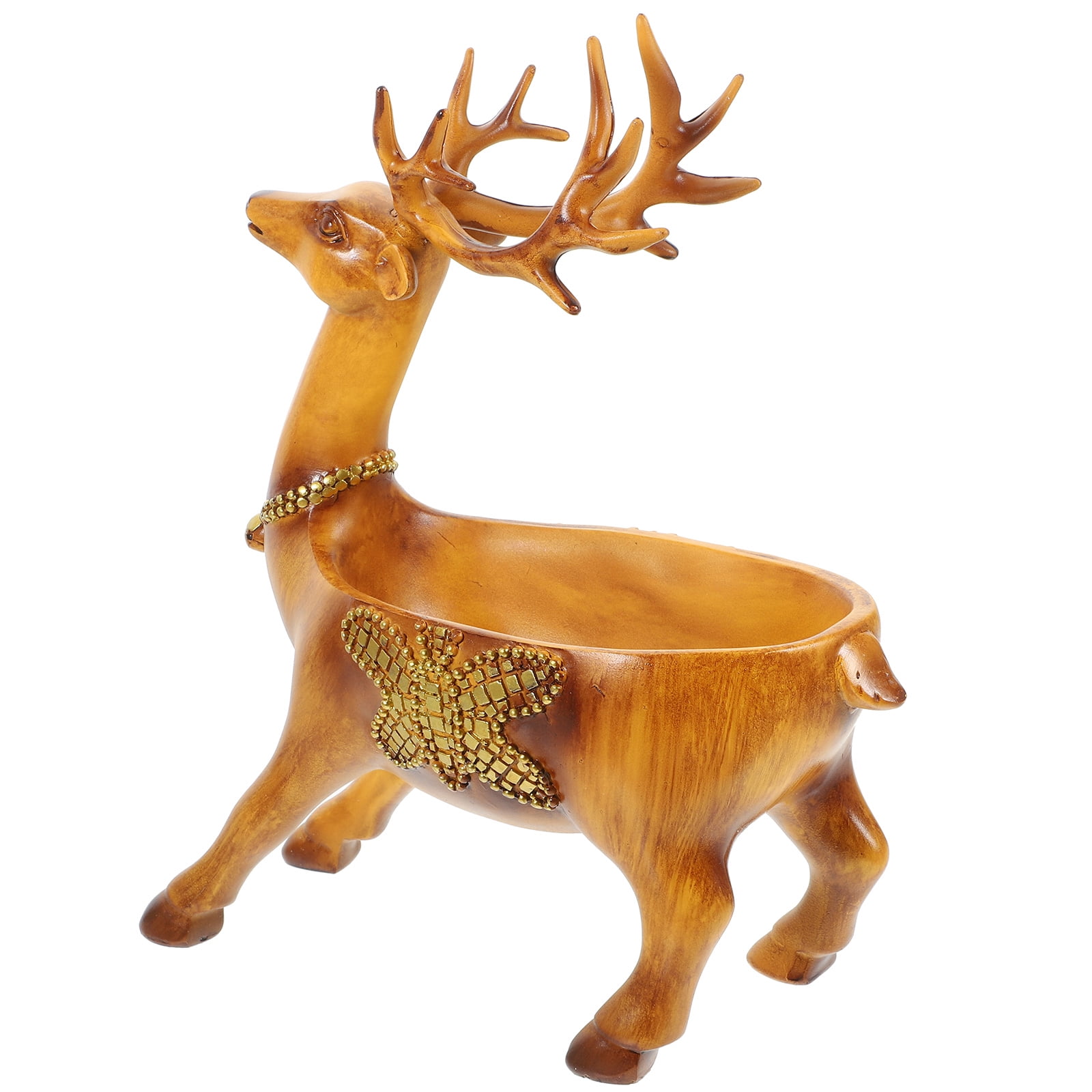 OUNONA Light Brown Resin Deer Statue Storage Box for Decor Use ...