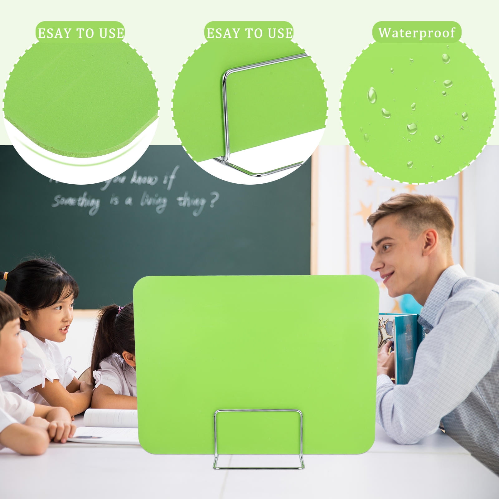 OUNONA Light Green Desk Privacy Screen for Classroom Use Sturdy Iron ...
